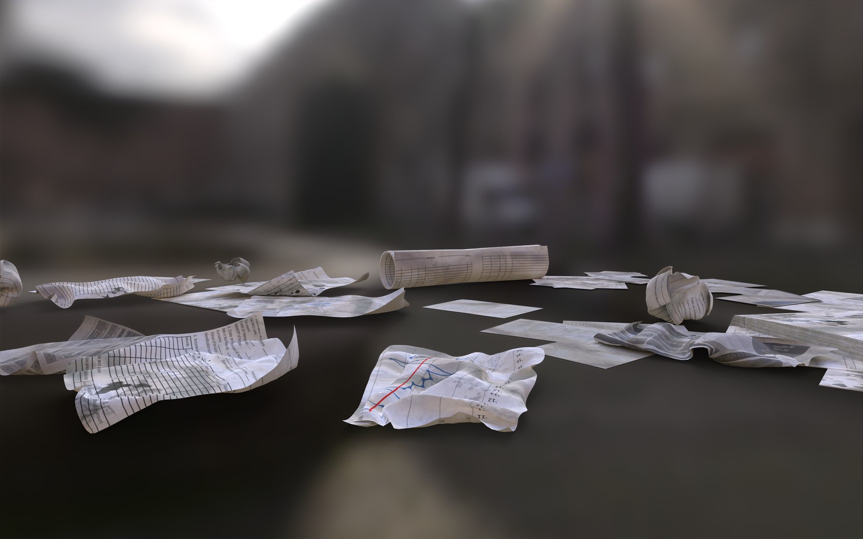 Scattered Paper 3D - TurboSquid 2201114