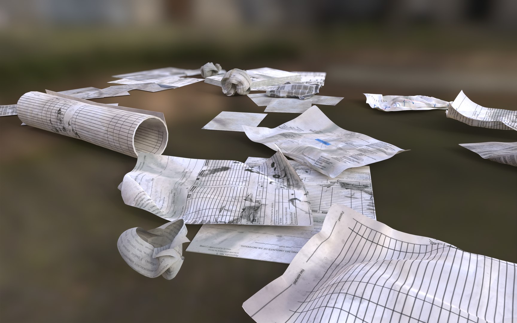 Scattered Paper 3D - TurboSquid 2201114
