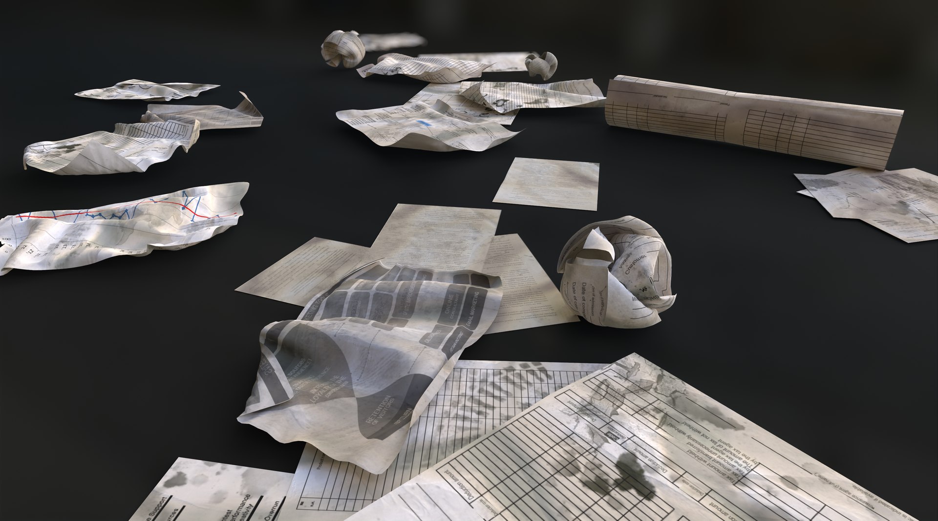 Scattered Paper 3D - TurboSquid 2201114