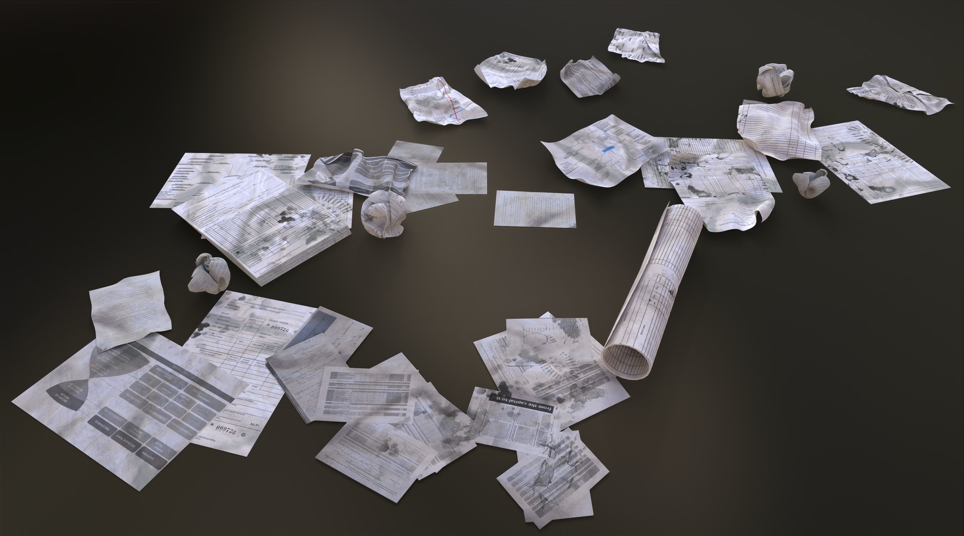 Scattered Paper 3D - TurboSquid 2201114
