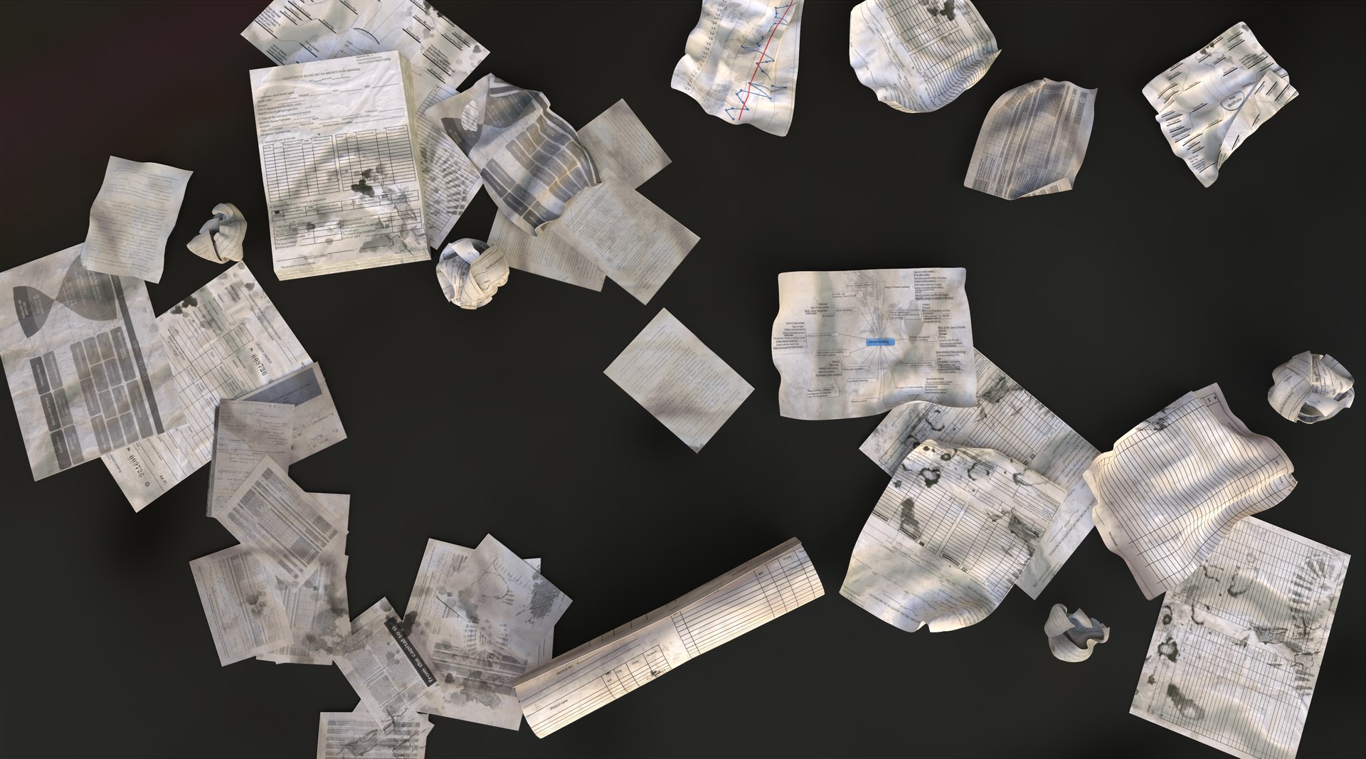 Scattered Paper 3D - TurboSquid 2201114