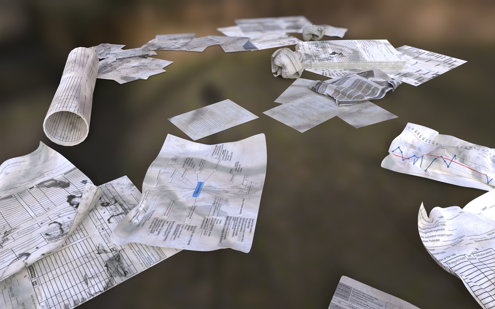 Scattered Paper 3D - TurboSquid 2201114
