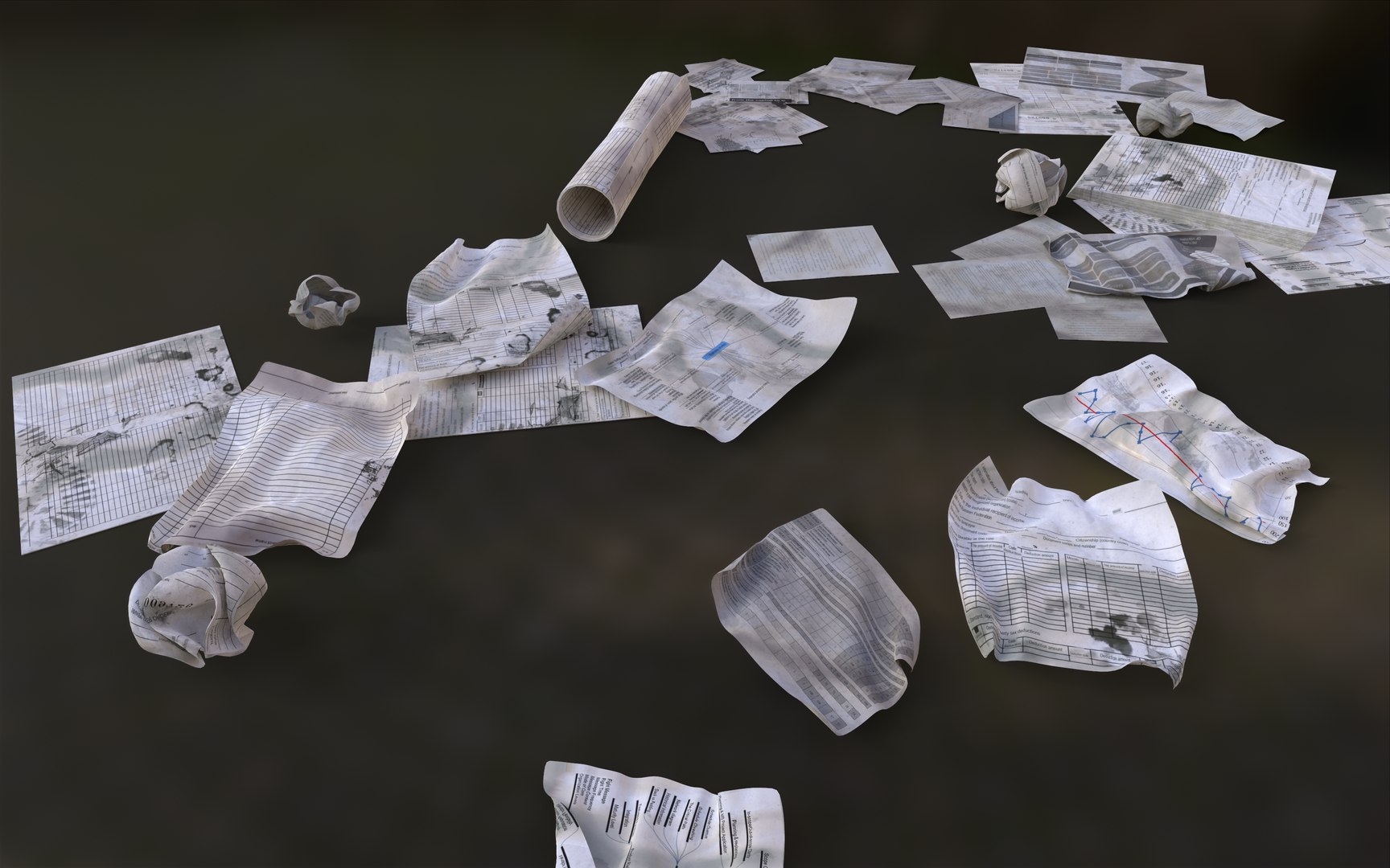 Scattered Paper 3D - TurboSquid 2201114