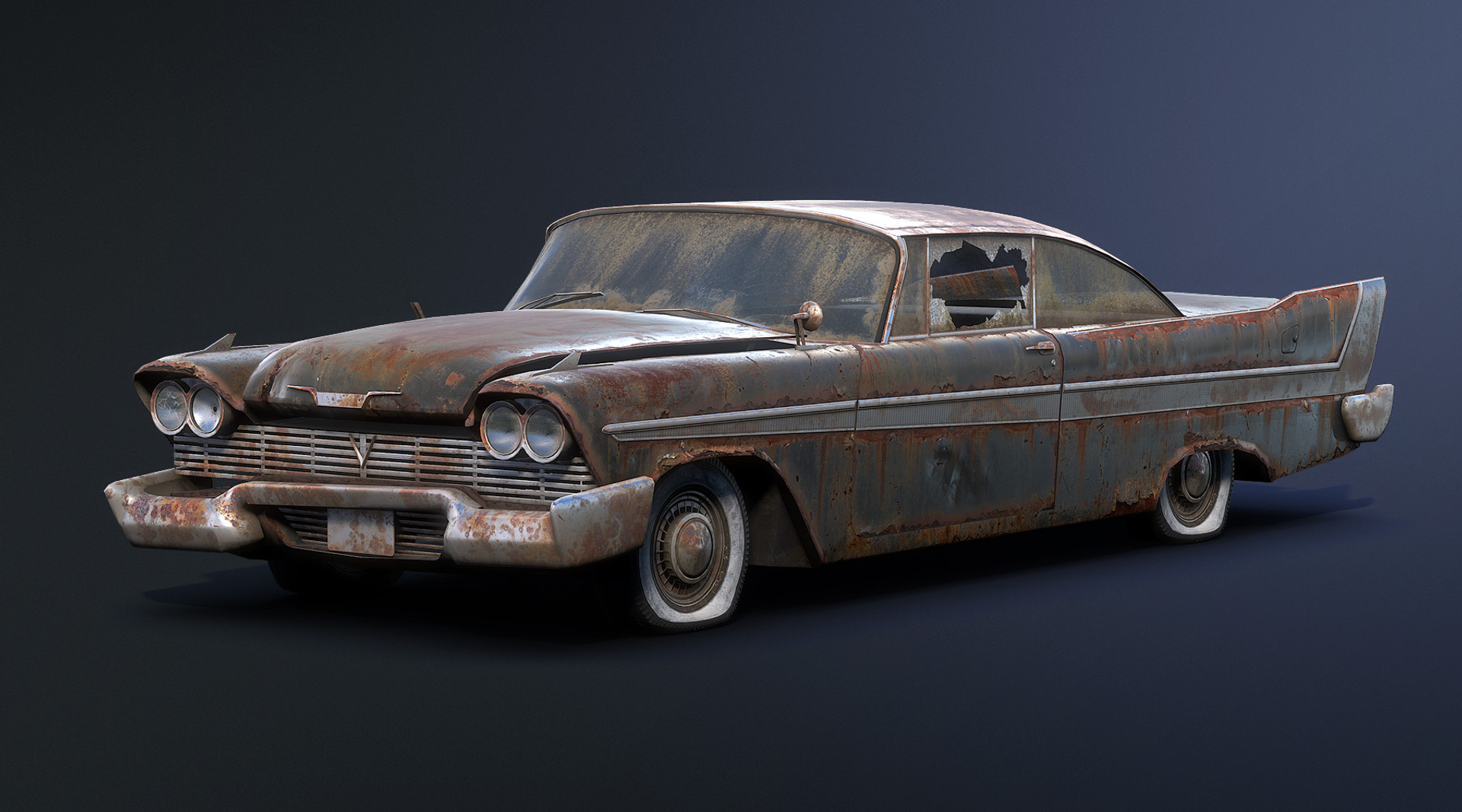 3D low-poly rusty muscle car - TurboSquid 1336791