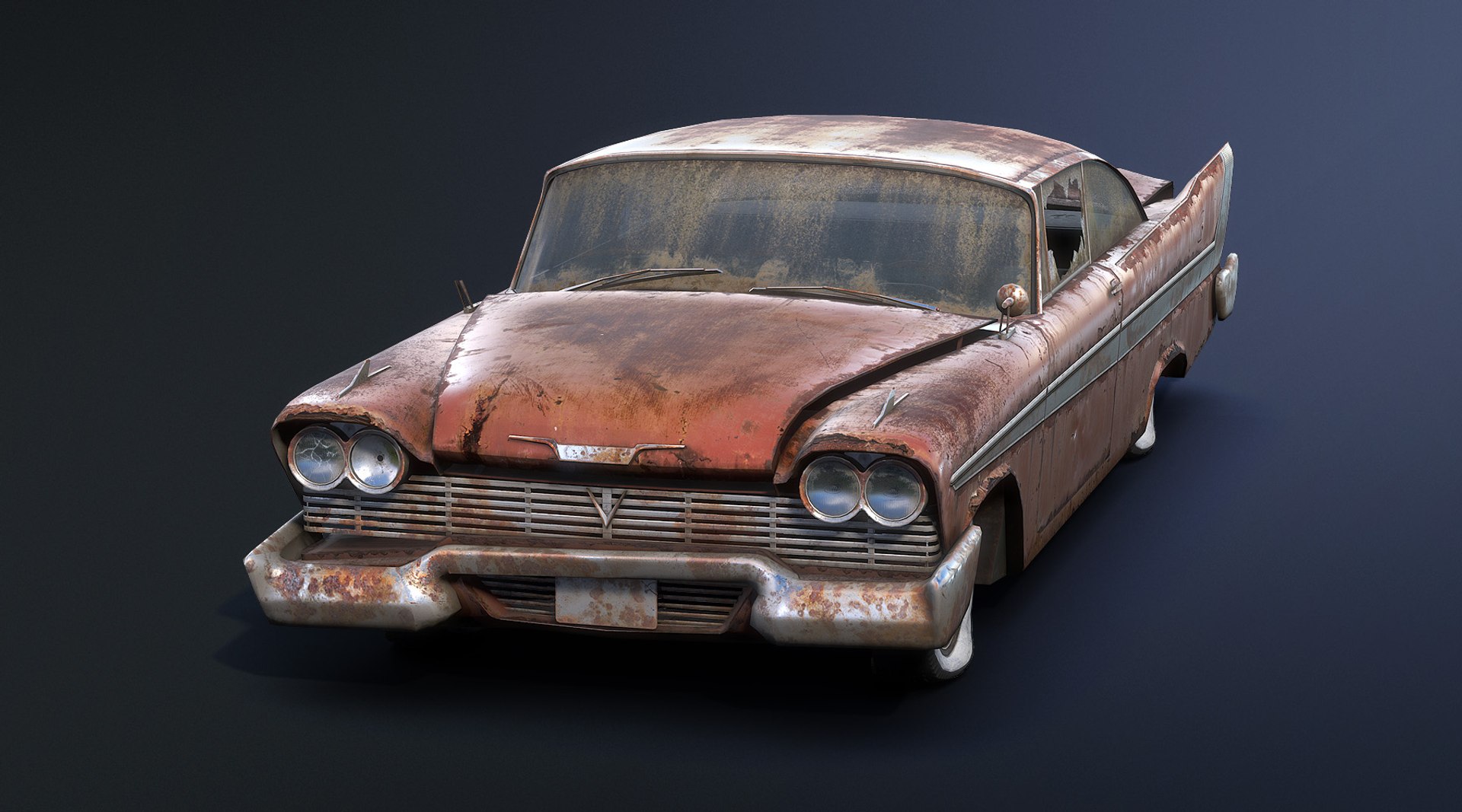 3D low-poly rusty muscle car - TurboSquid 1336791
