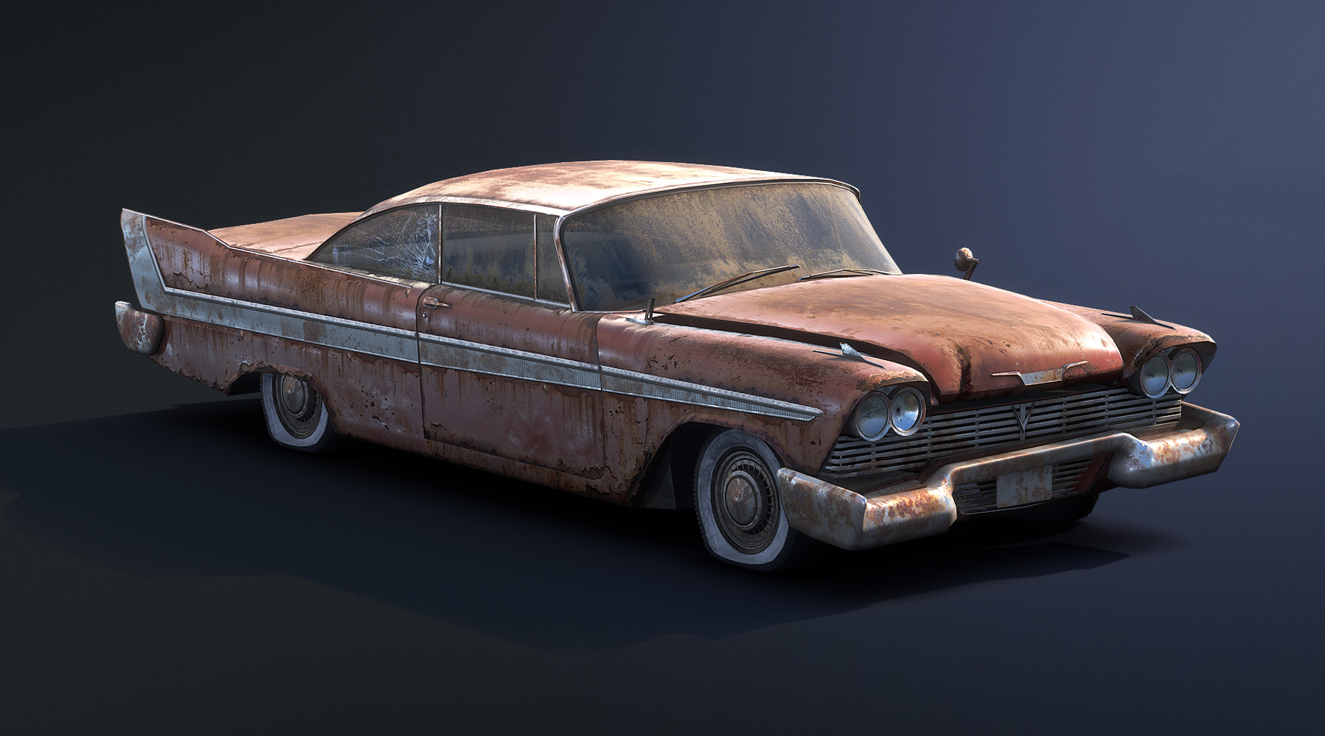 3D low-poly rusty muscle car - TurboSquid 1336791