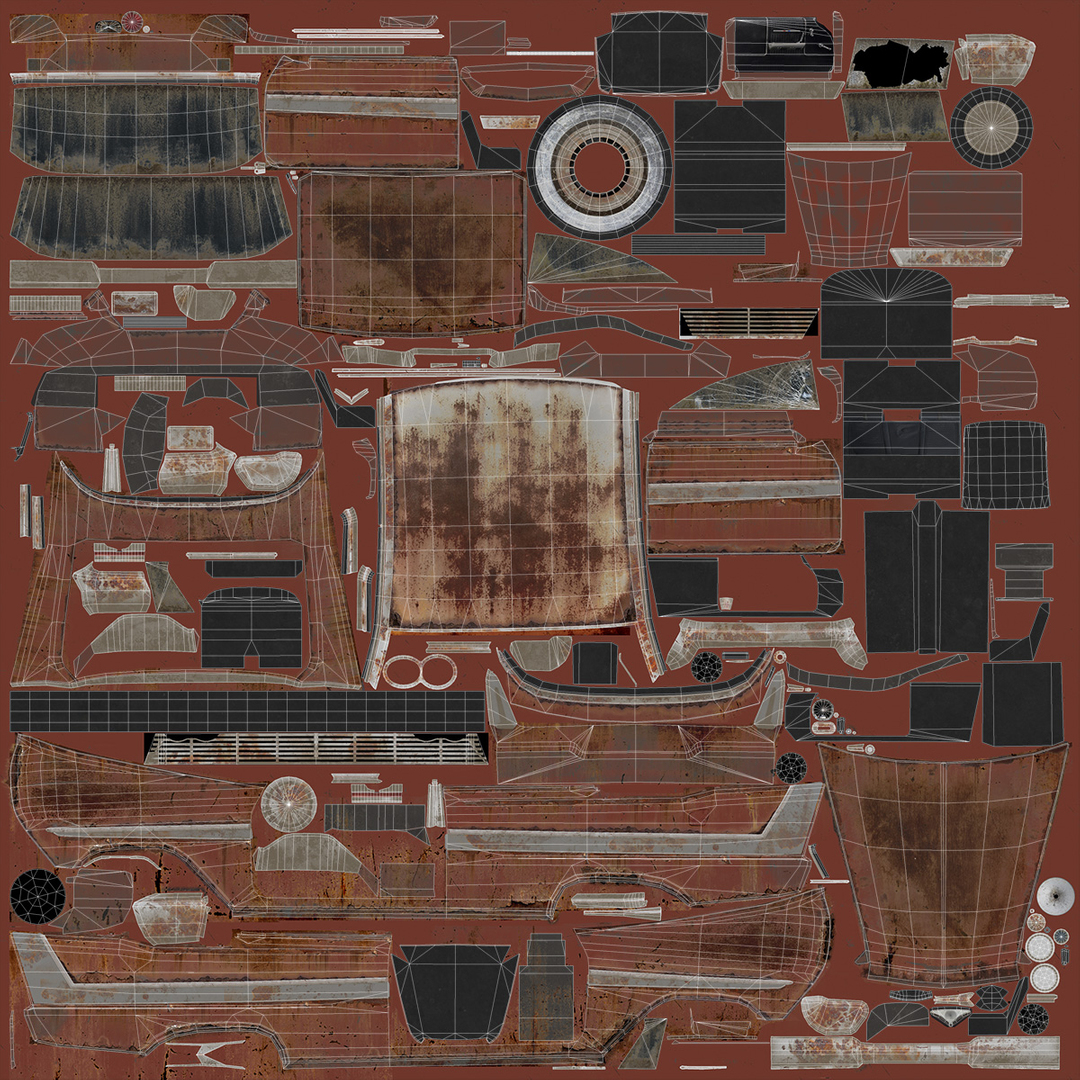 3D low-poly rusty muscle car - TurboSquid 1336791