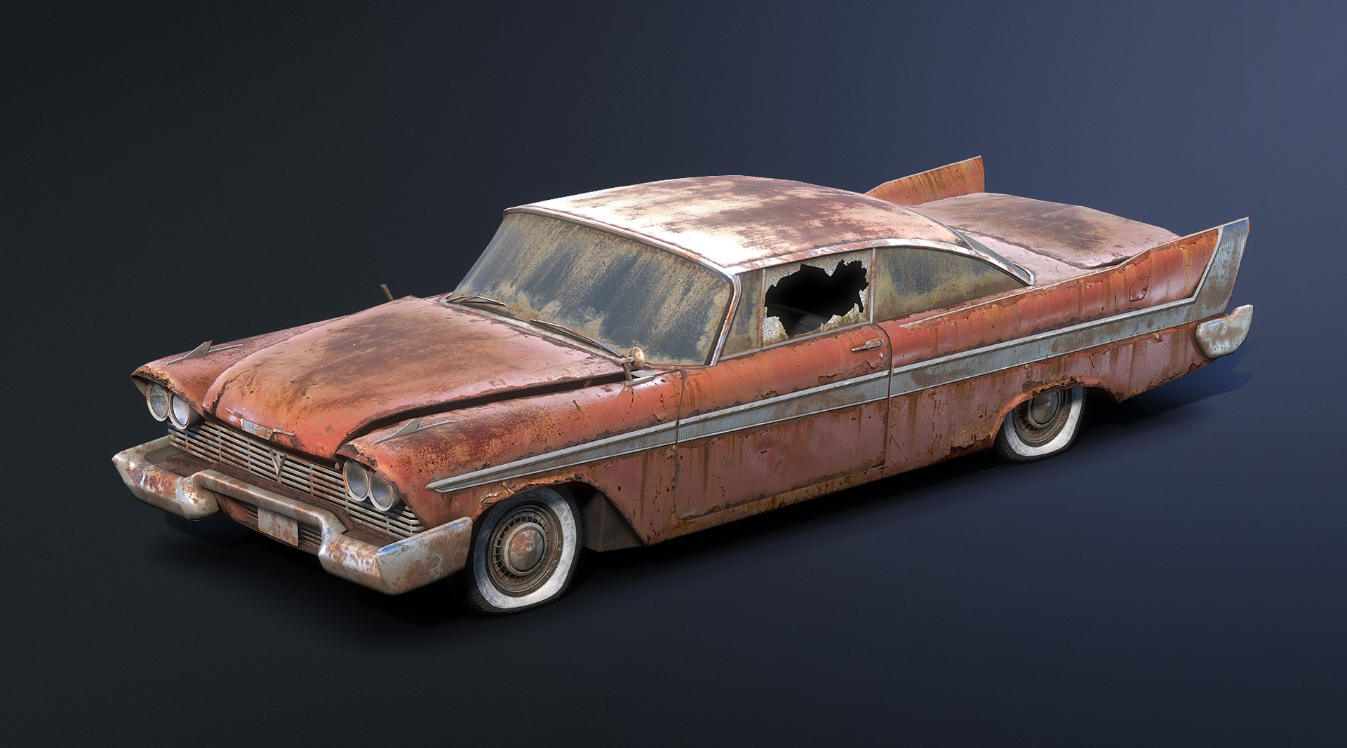 3D low-poly rusty muscle car - TurboSquid 1336791
