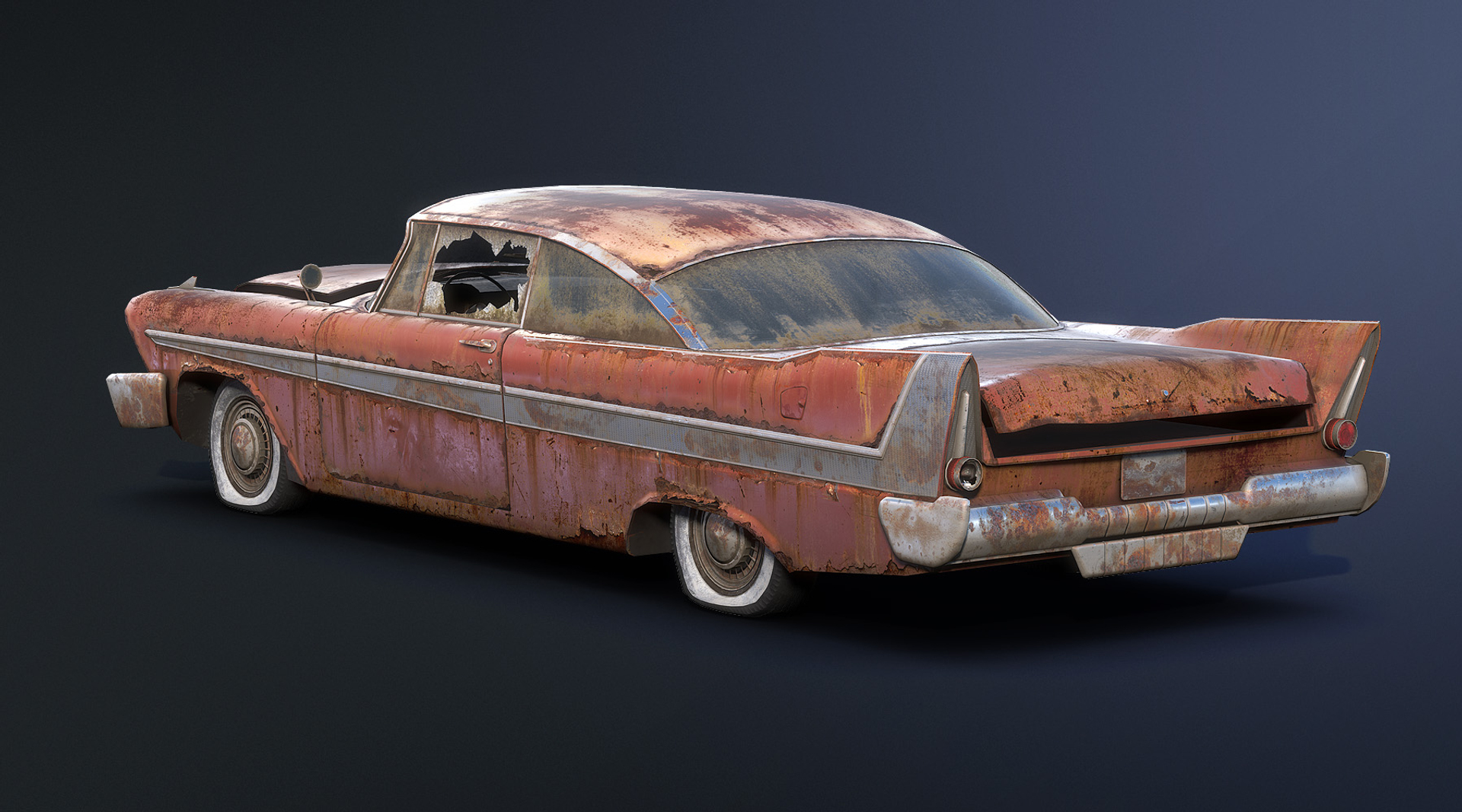 3D low-poly rusty muscle car - TurboSquid 1336791