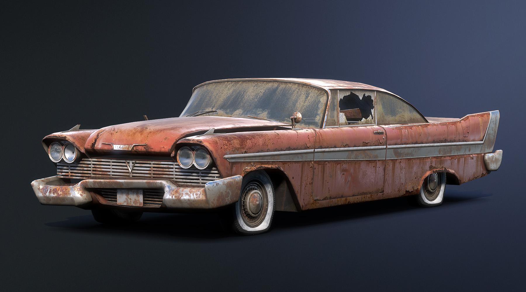 3D low-poly rusty muscle car - TurboSquid 1336791