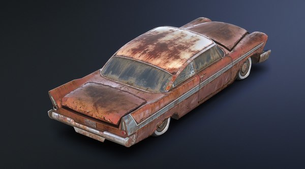 3D low-poly rusty muscle car - TurboSquid 1336791