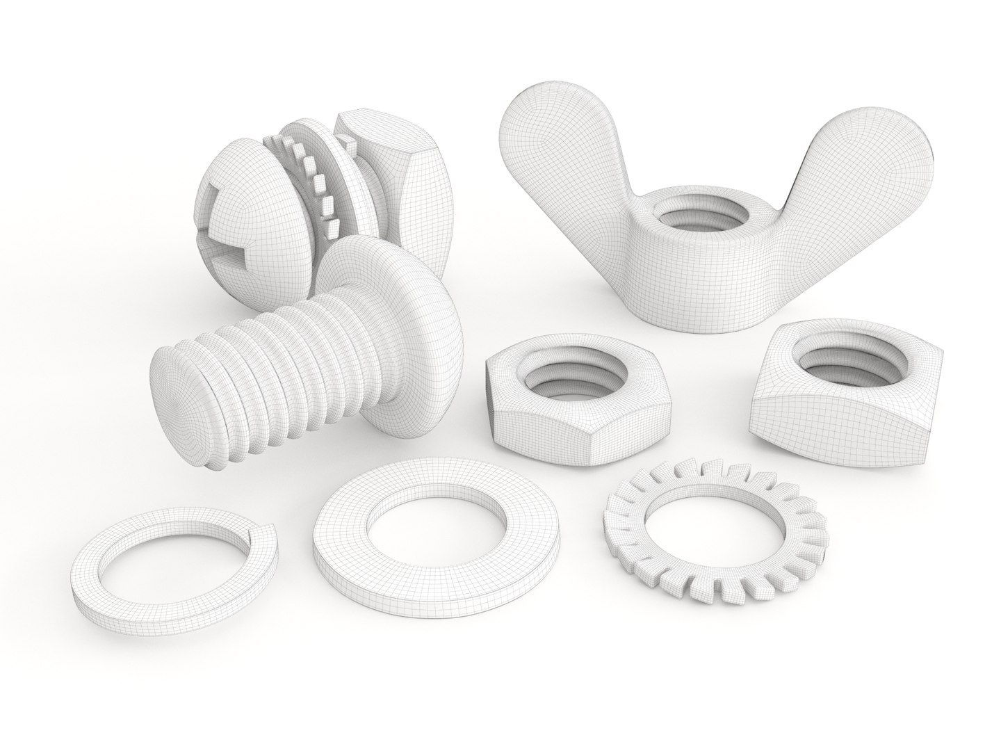 3D Screw With Nut 09 Model - TurboSquid 1859484