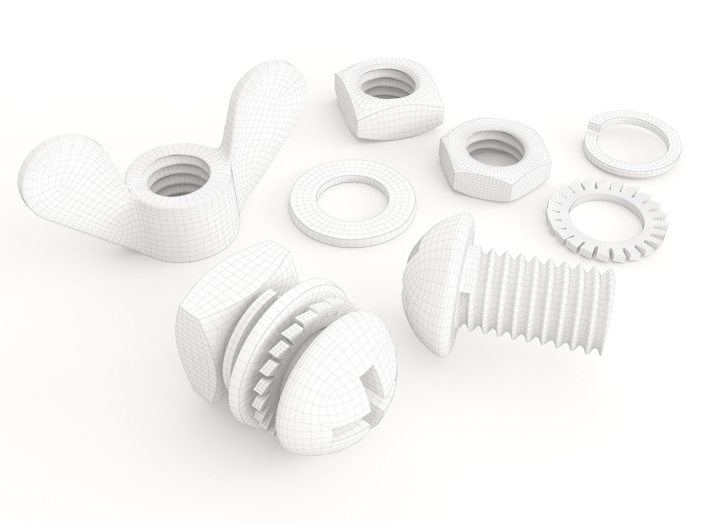 3D Screw With Nut 09 Model - TurboSquid 1859484