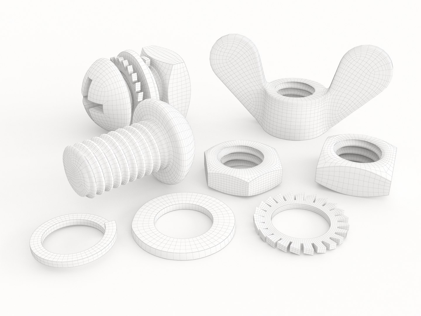 3D Screw With Nut 09 Model - TurboSquid 1859484