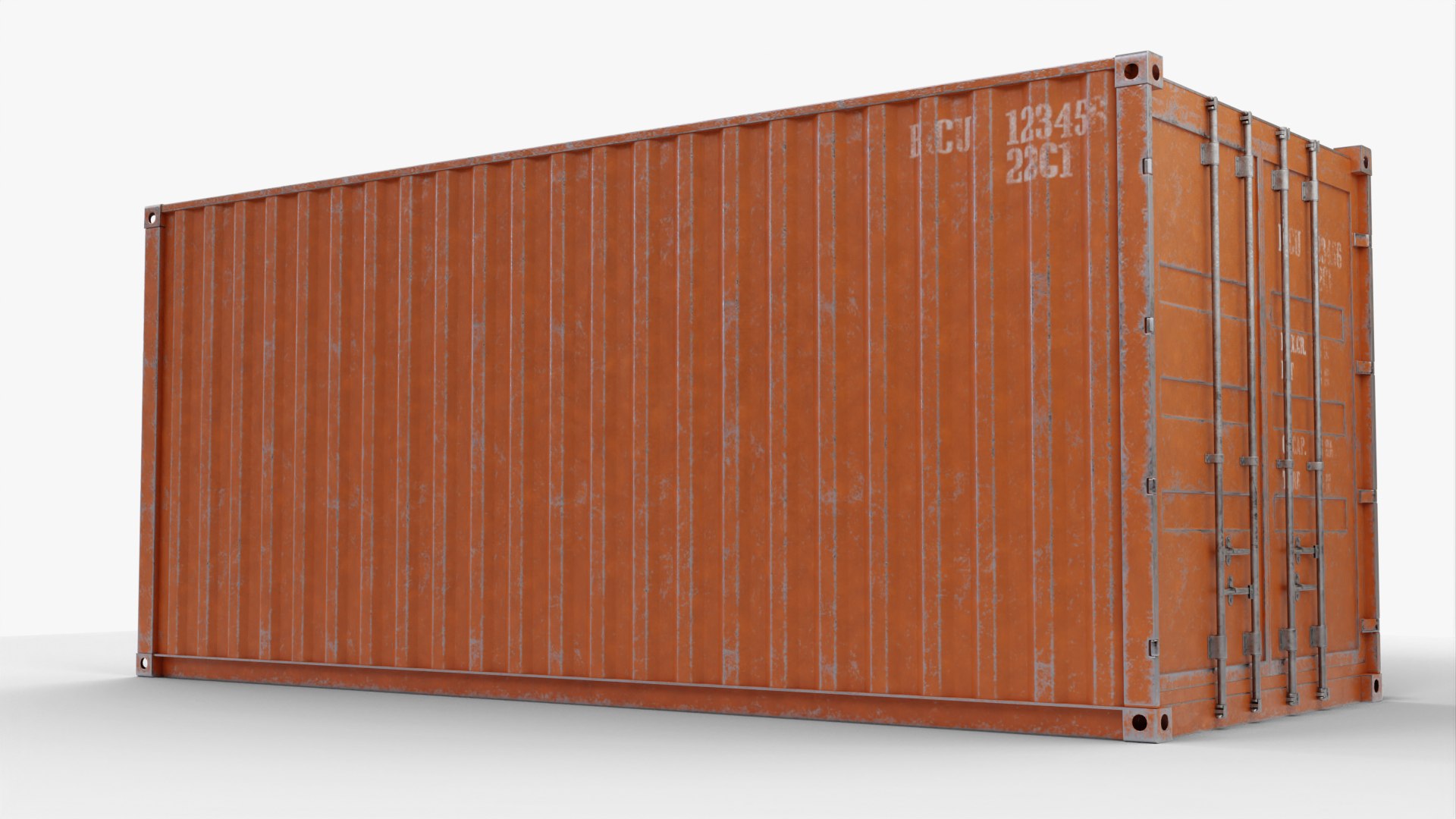 3D 20Ft Cargo Container - Orange - Dirty - TurboSquid 1945435