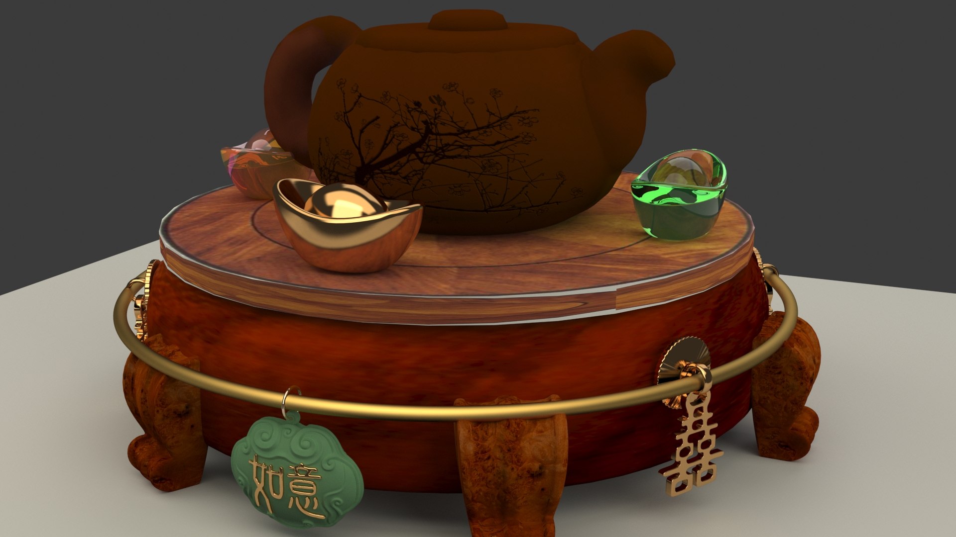 3D Chinese Display Stand With Tea Pot - TurboSquid 1867308