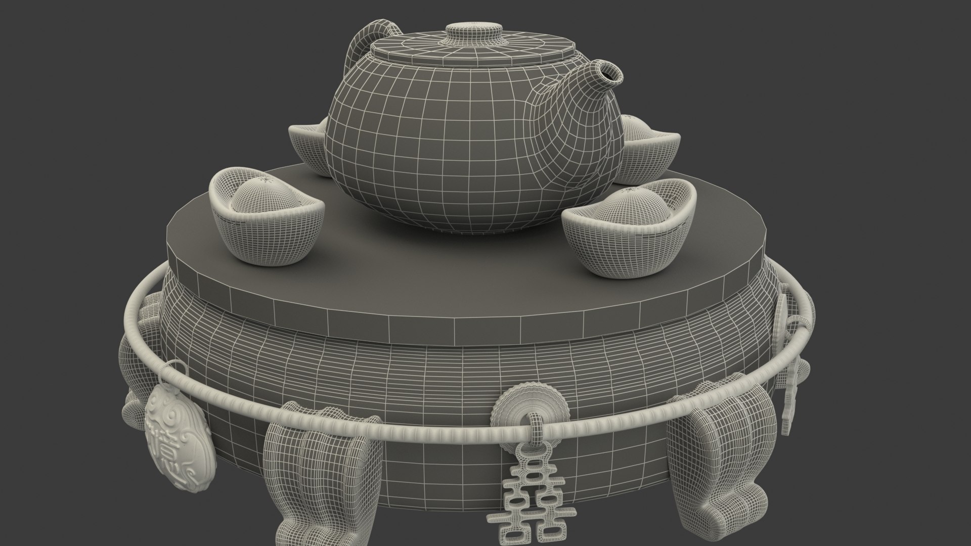 3D Chinese Display Stand With Tea Pot - TurboSquid 1867308