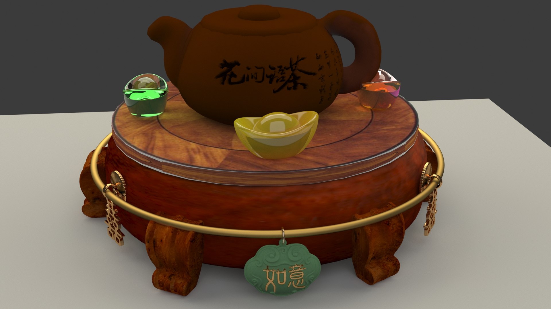 3D Chinese Display Stand With Tea Pot - TurboSquid 1867308