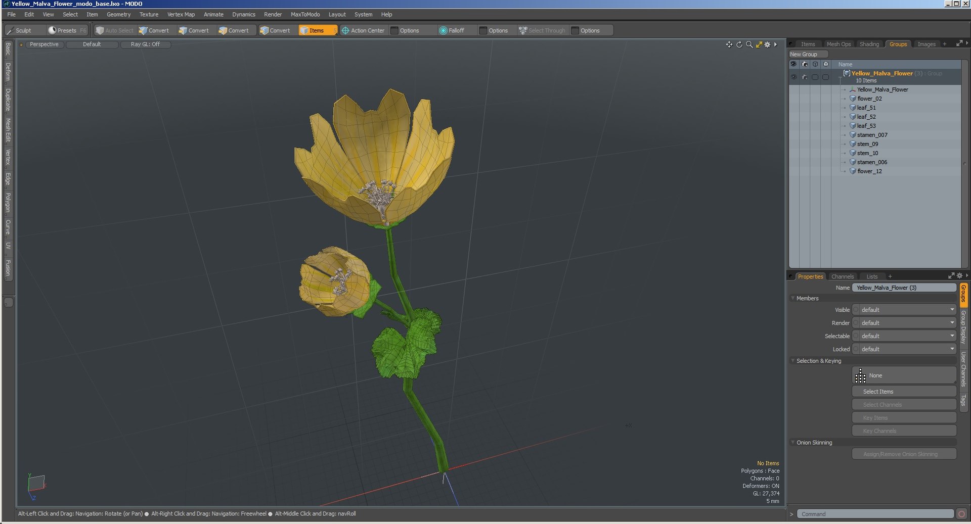 3D Yellow Malva Flower - TurboSquid 1622042