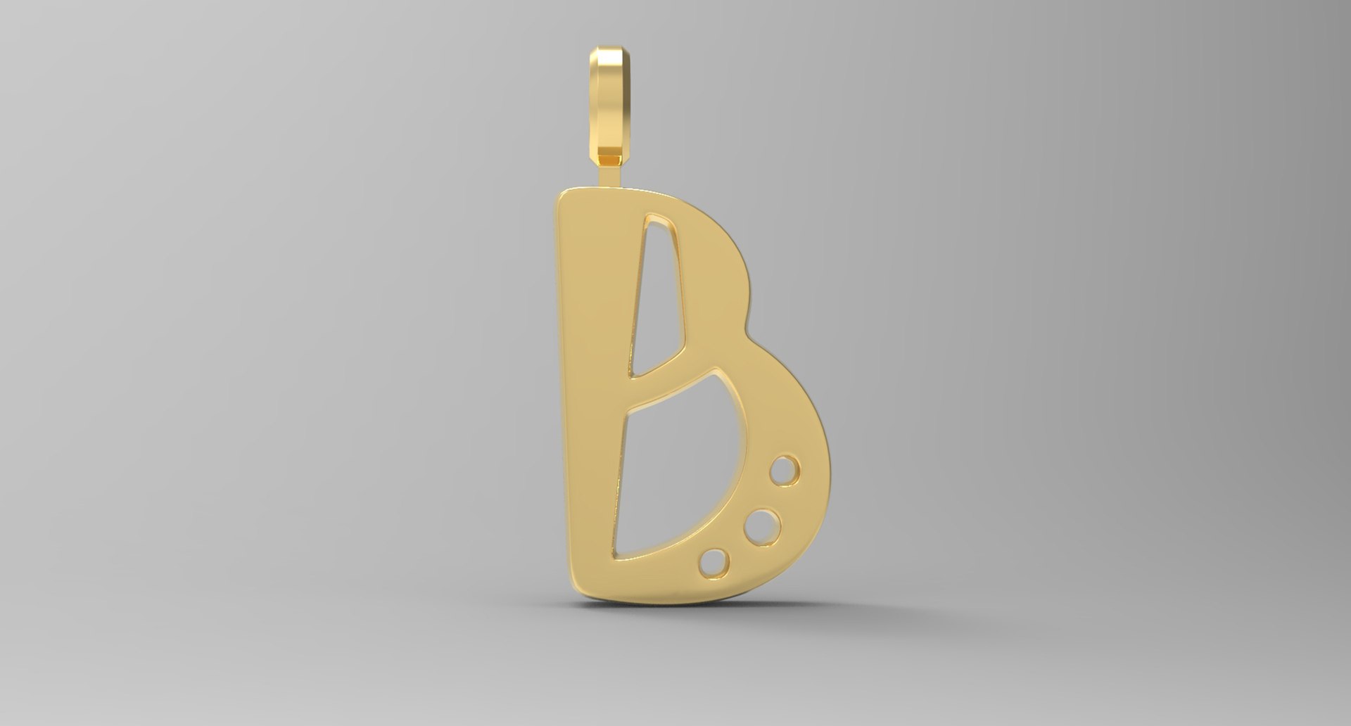 3D B Letter Pendant Gold Model - TurboSquid 1898936