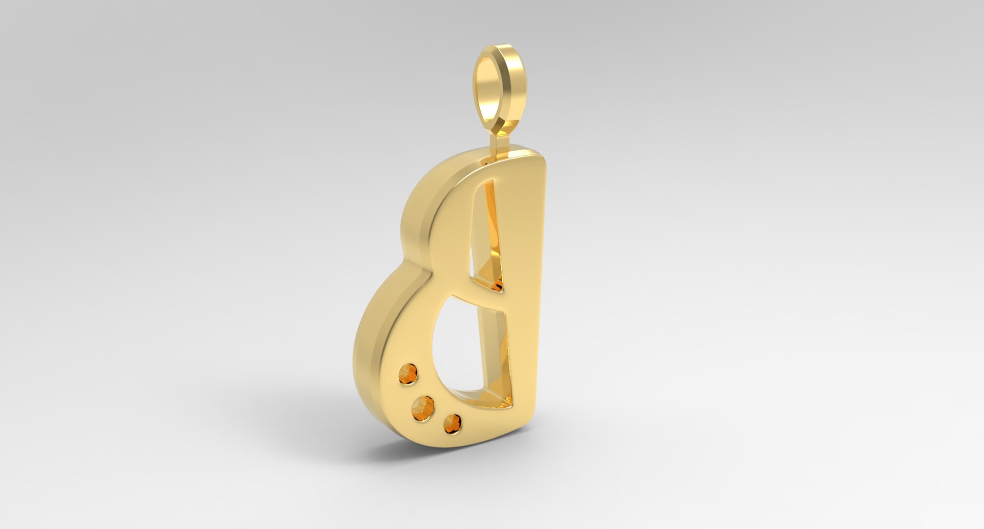 3D B Letter Pendant Gold Model - TurboSquid 1898936