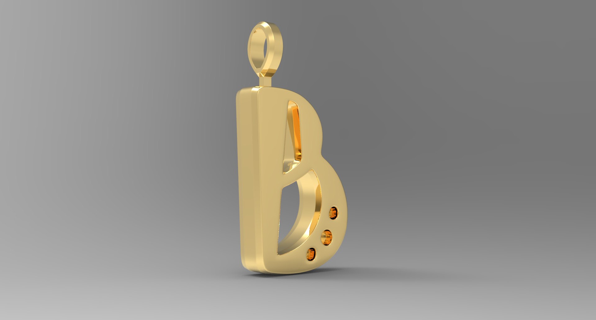3D B Letter Pendant Gold Model - TurboSquid 1898936