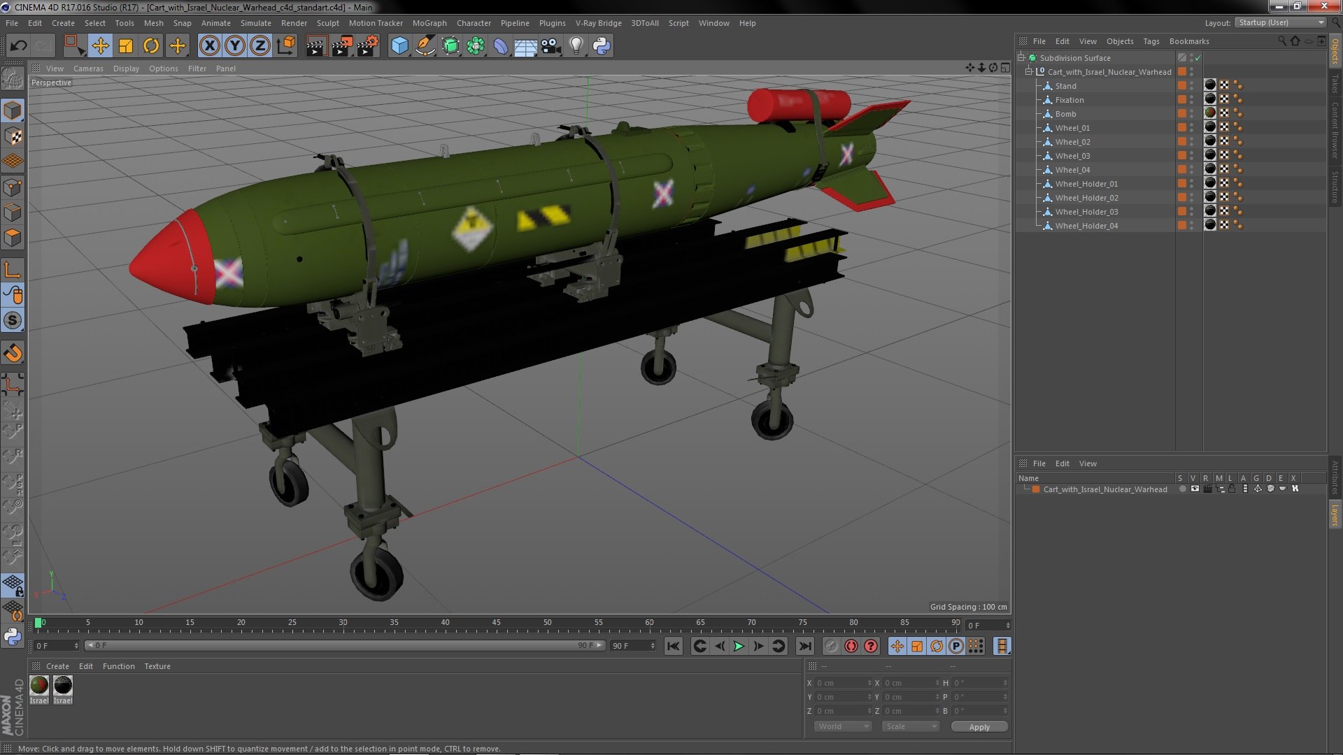 Cart with Israel Nuclear Warhead 3D - TurboSquid 2113742