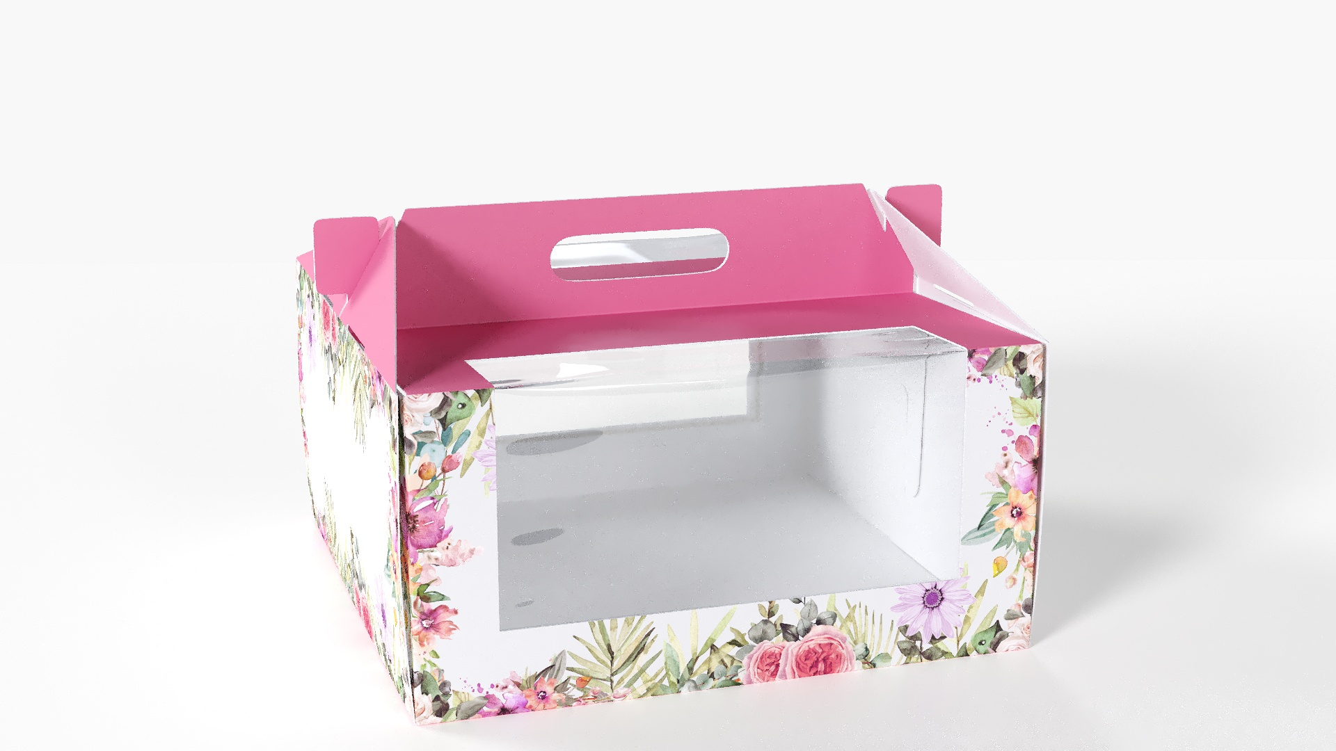 3D W Packaging Cake Box Pink With Window - TurboSquid 1942175