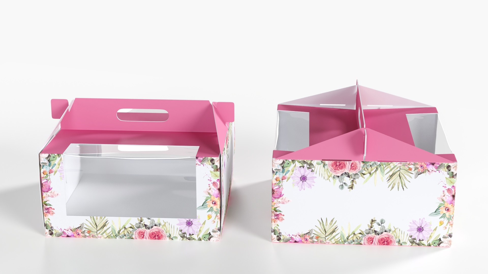 3D W Packaging Cake Box Pink With Window - TurboSquid 1942175