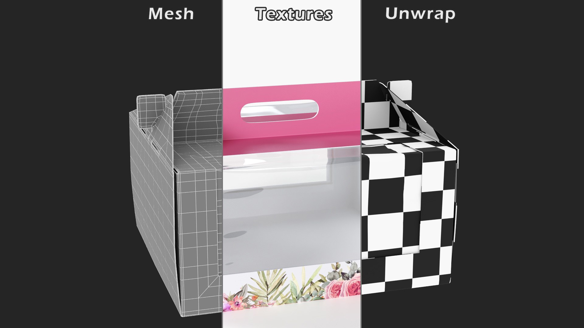 3D W Packaging Cake Box Pink with Window - TurboSquid 1942175