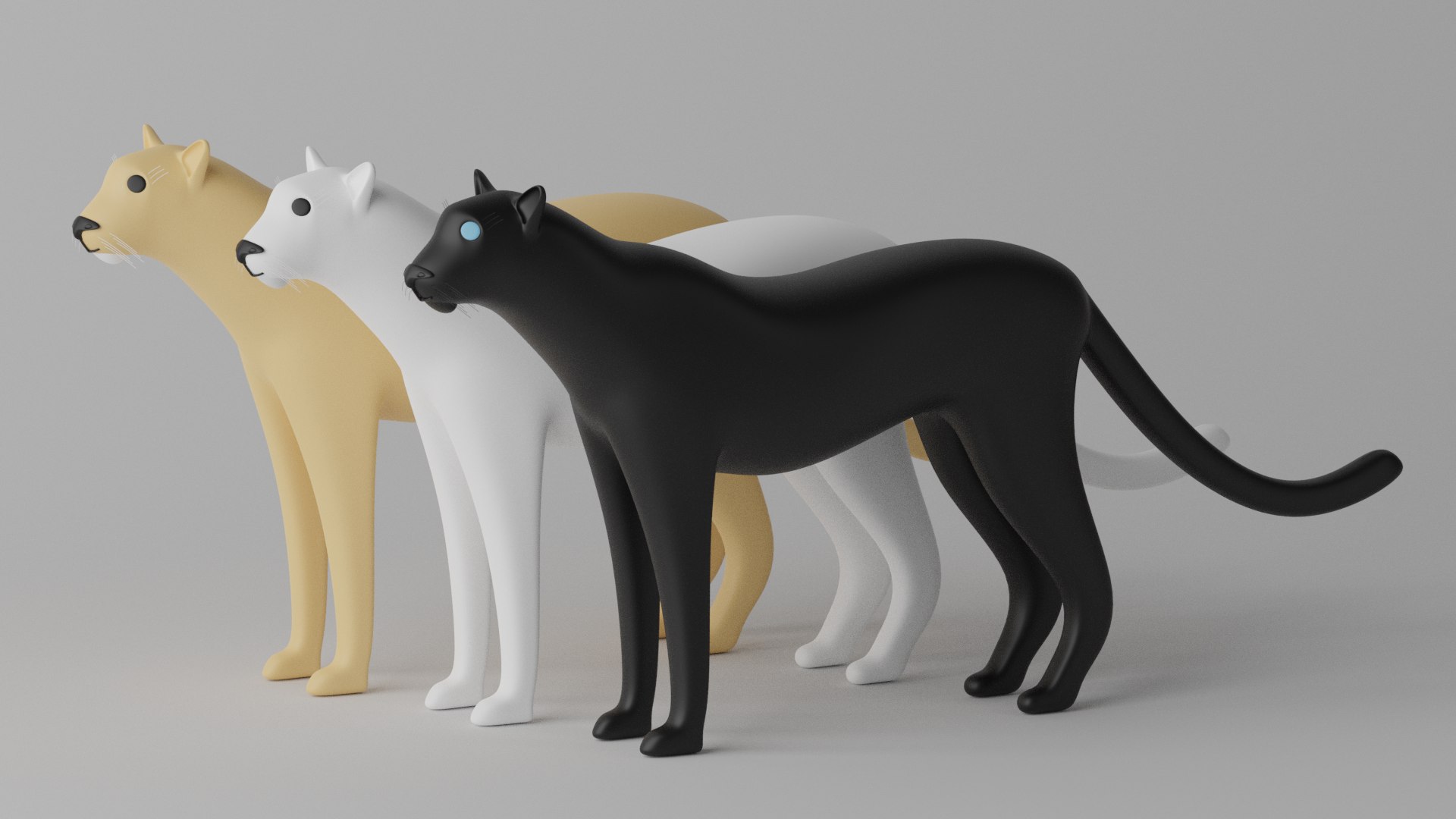 Cartoon Cheetah Black Panther Snow Leopard 3D Model - TurboSquid 2101194