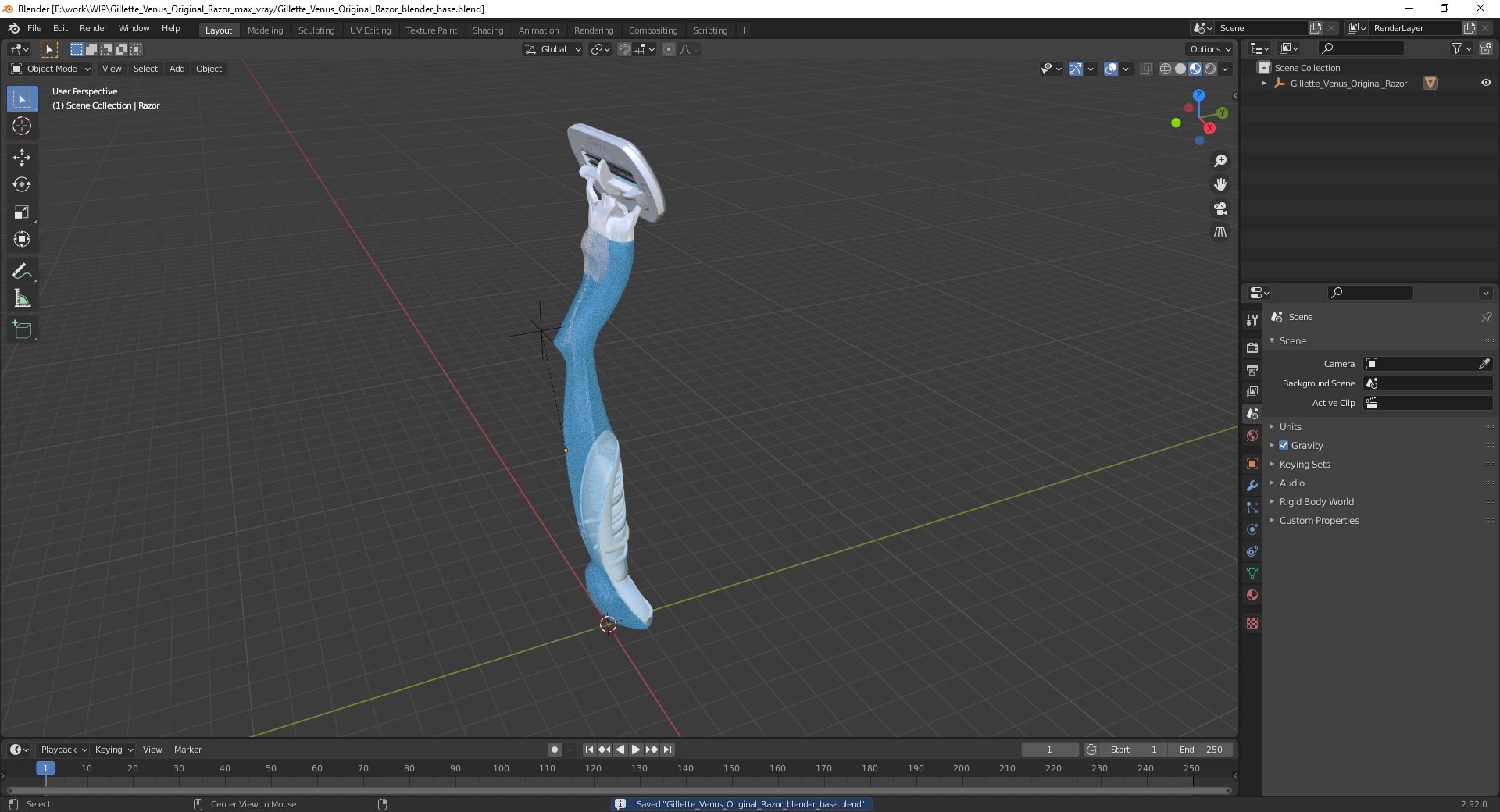 3D Gillette Venus Original Razor - TurboSquid 2037612