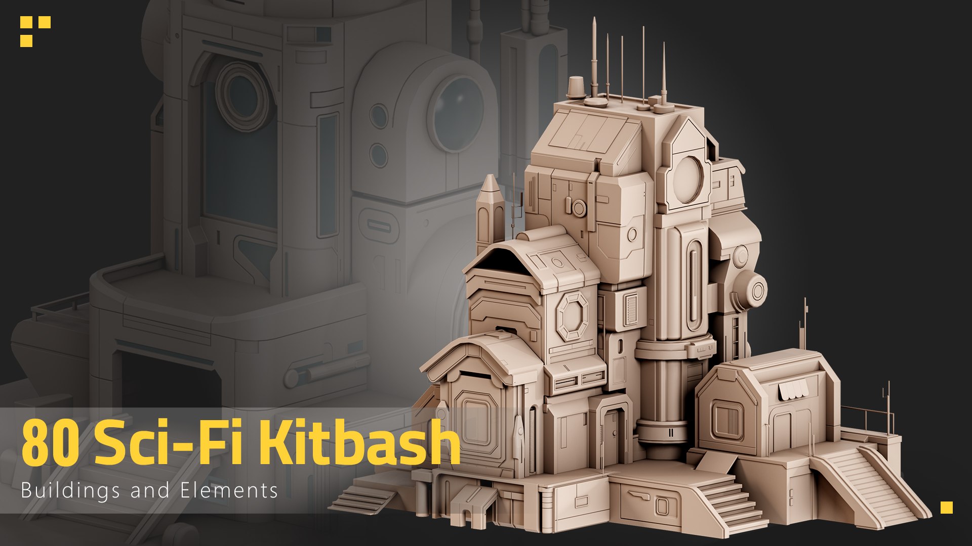 3D 80 Sci-Fi Elements - Kitbash - TurboSquid 2161330