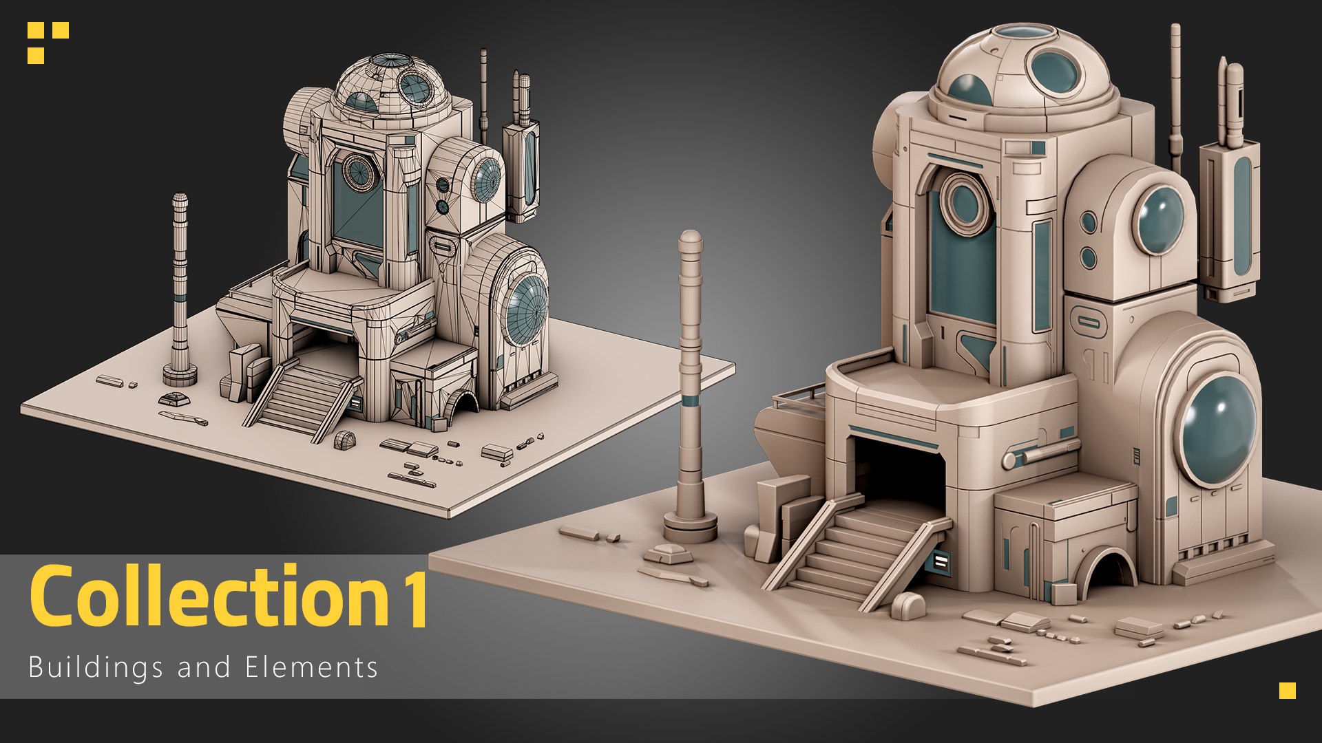 3D 80 Sci-Fi Elements - Kitbash - TurboSquid 2161330