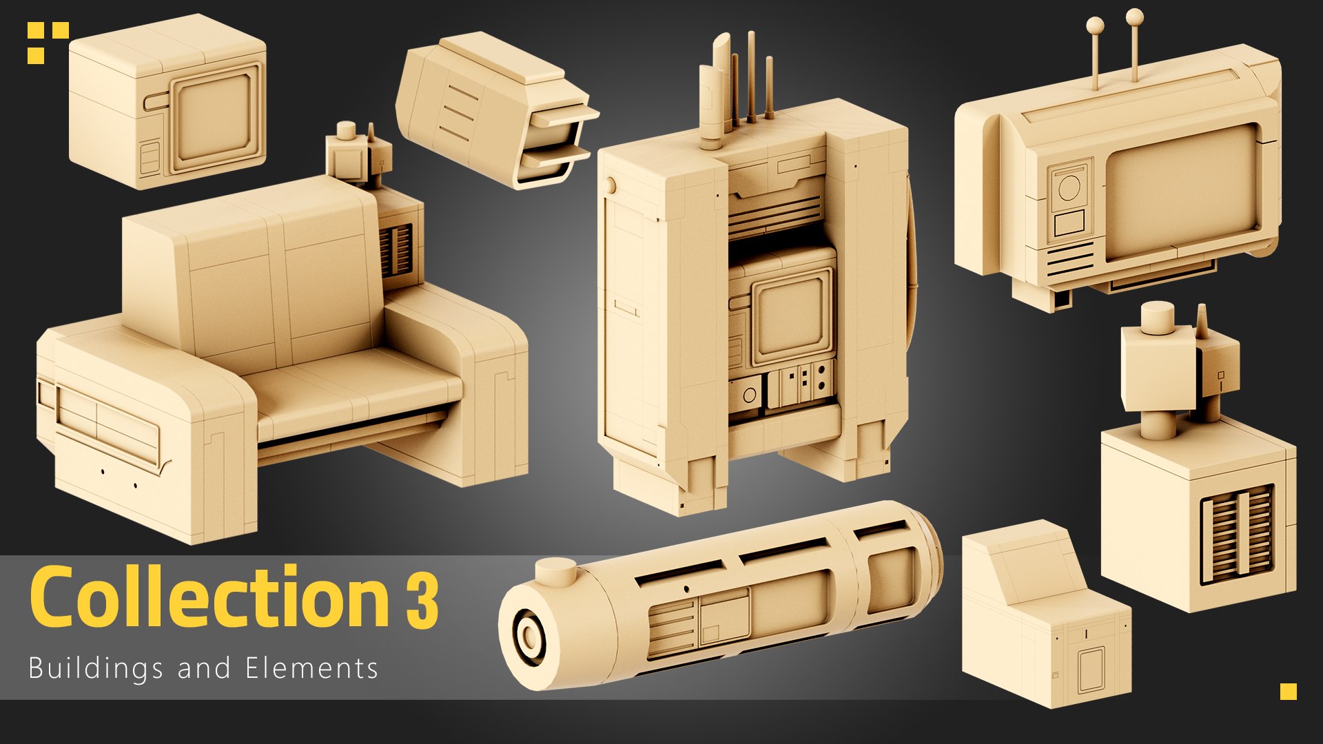 3D 80 Sci-Fi Elements - Kitbash - TurboSquid 2161330