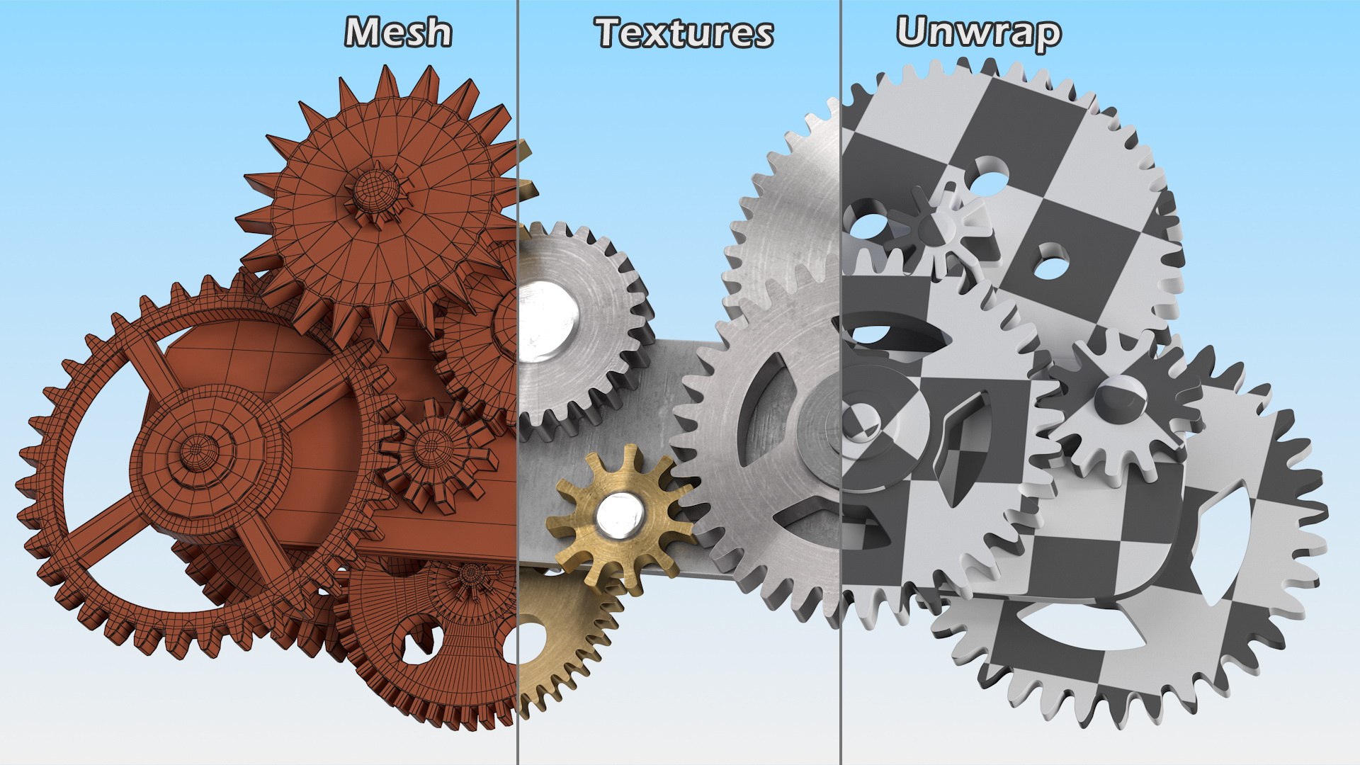 3D gear mechanism mixed model - TurboSquid 1654473