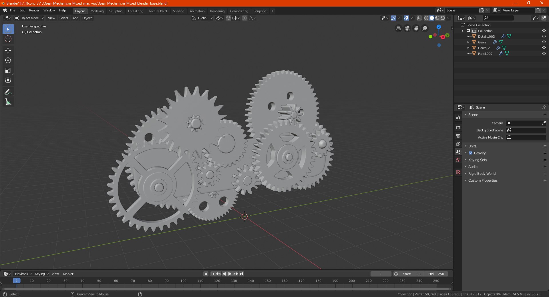 3D gear mechanism mixed model - TurboSquid 1654473