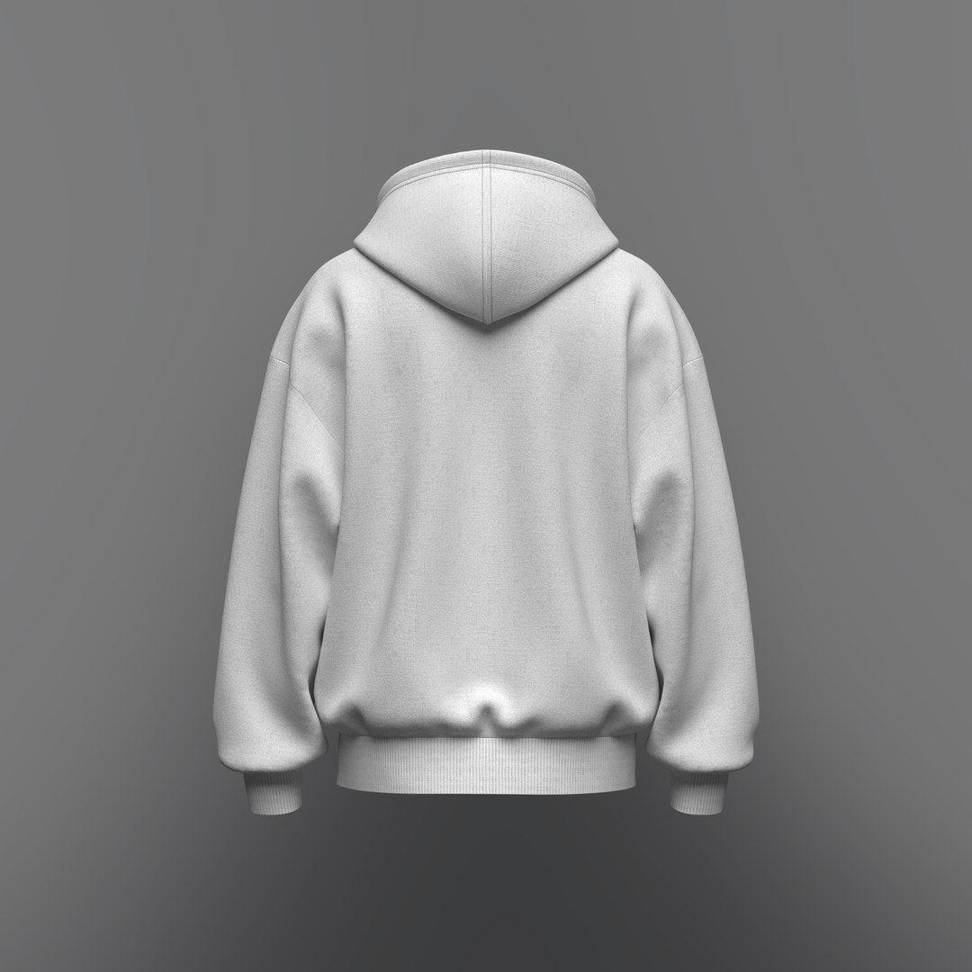 Mens Oversize Front Zip Hoodie 3d Model 3D Model - TurboSquid 2202947