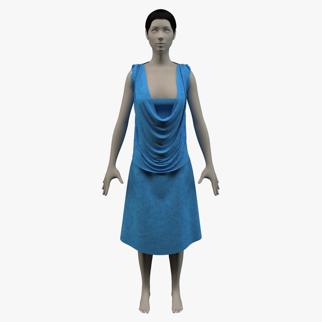 cowl shirt skirt avatar 3d model