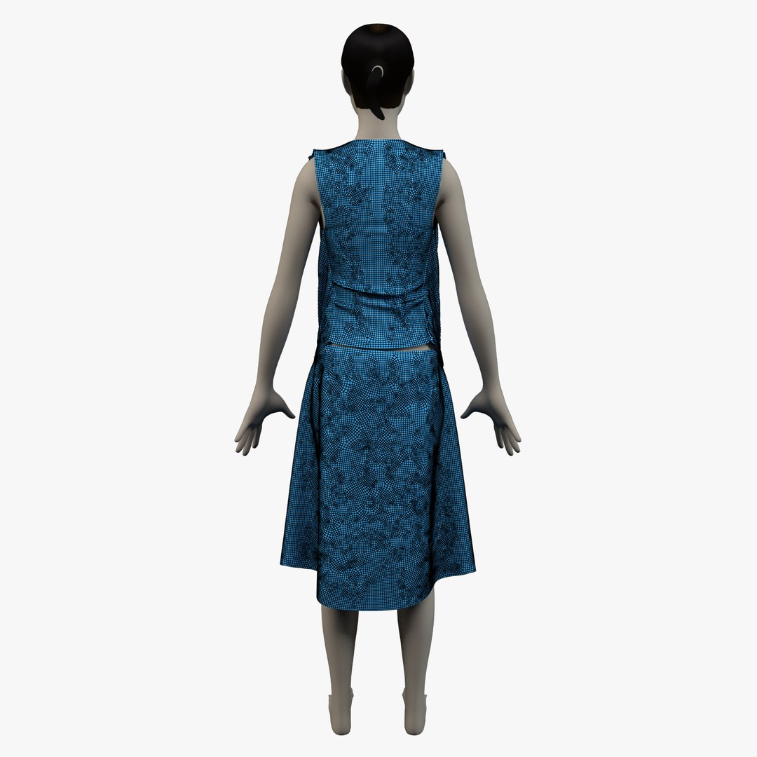 cowl shirt skirt avatar 3d model