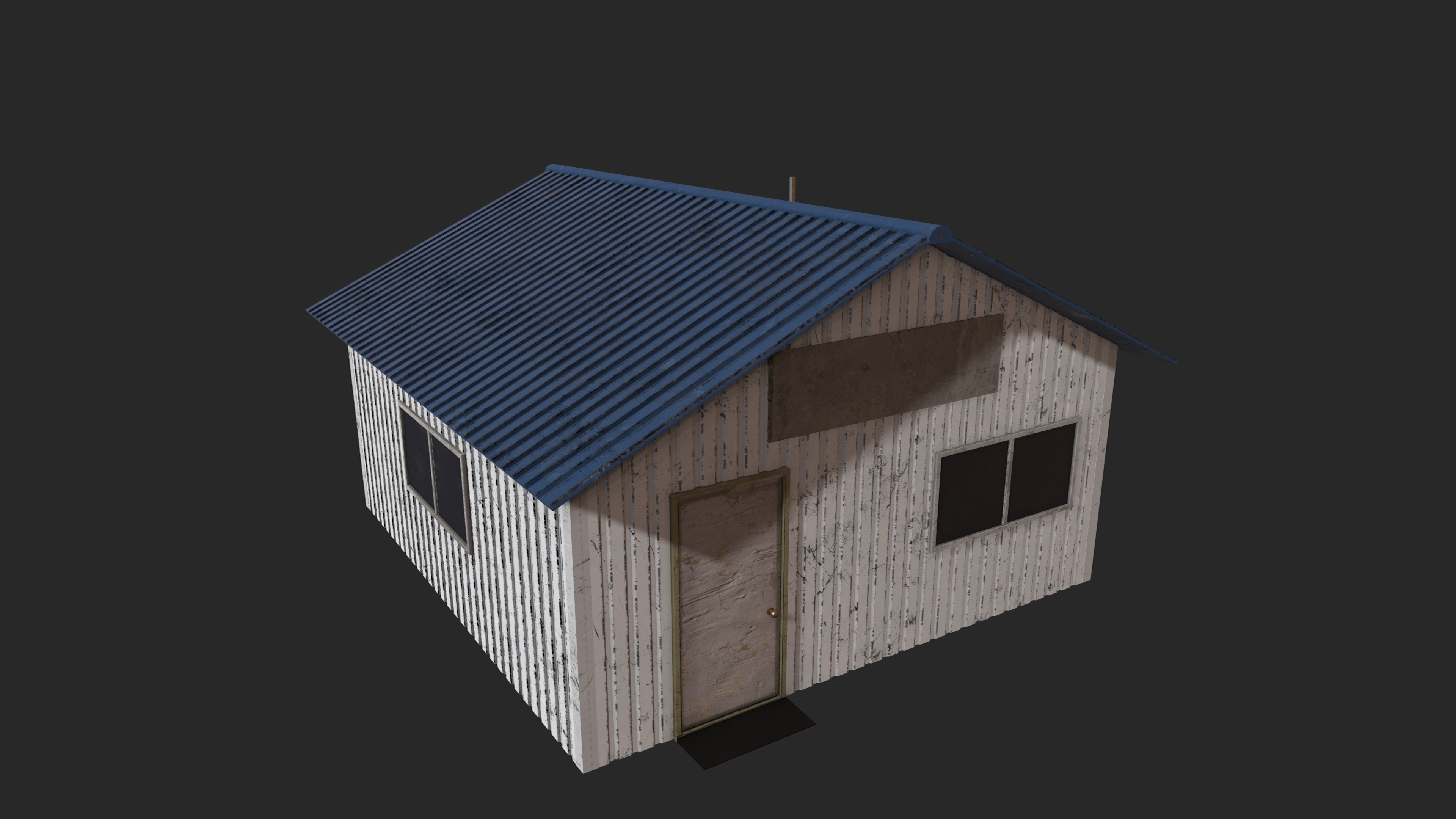 3d old corrugated metal model
