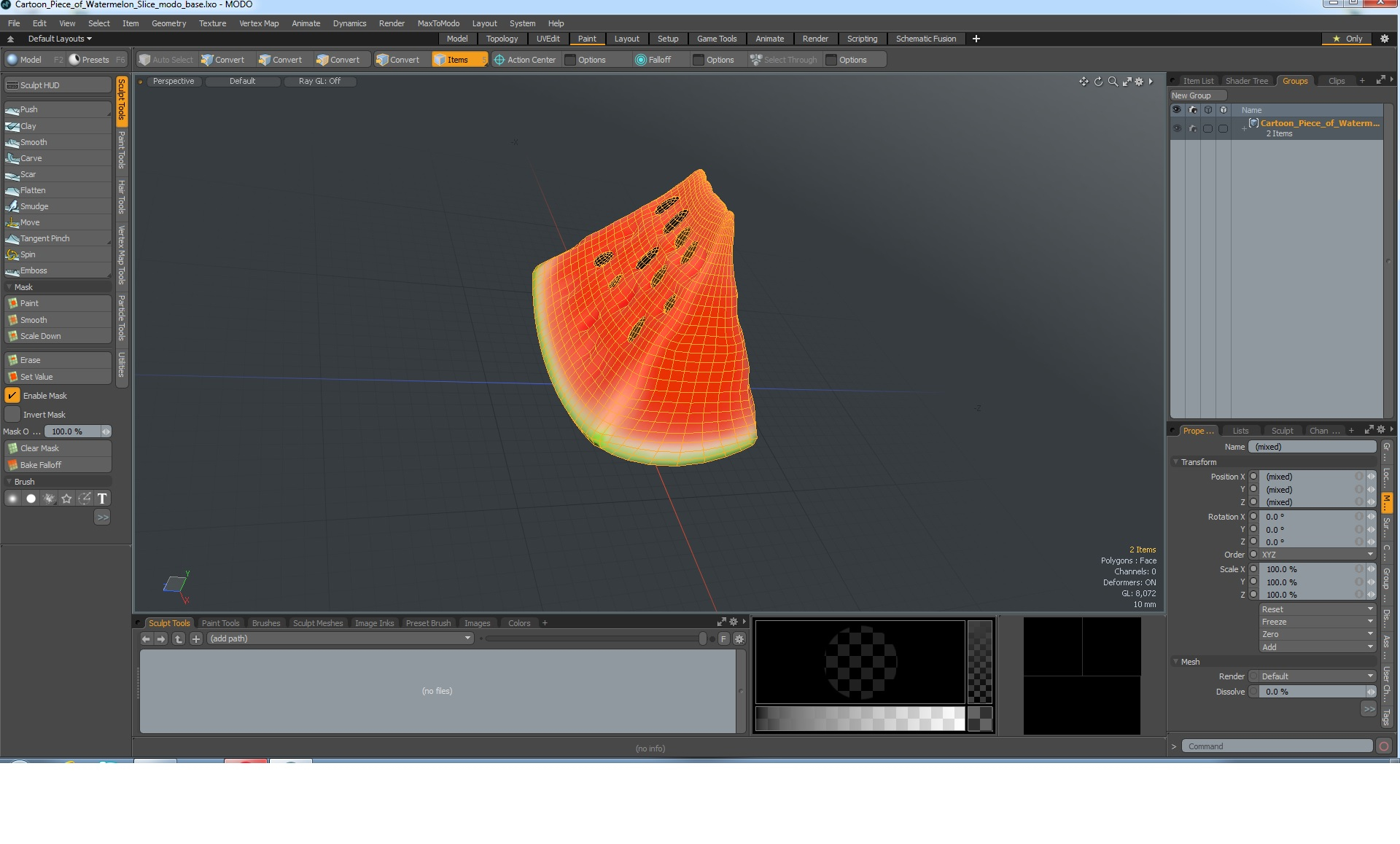 3D cartoon piece watermelon slice model - TurboSquid 1583948
