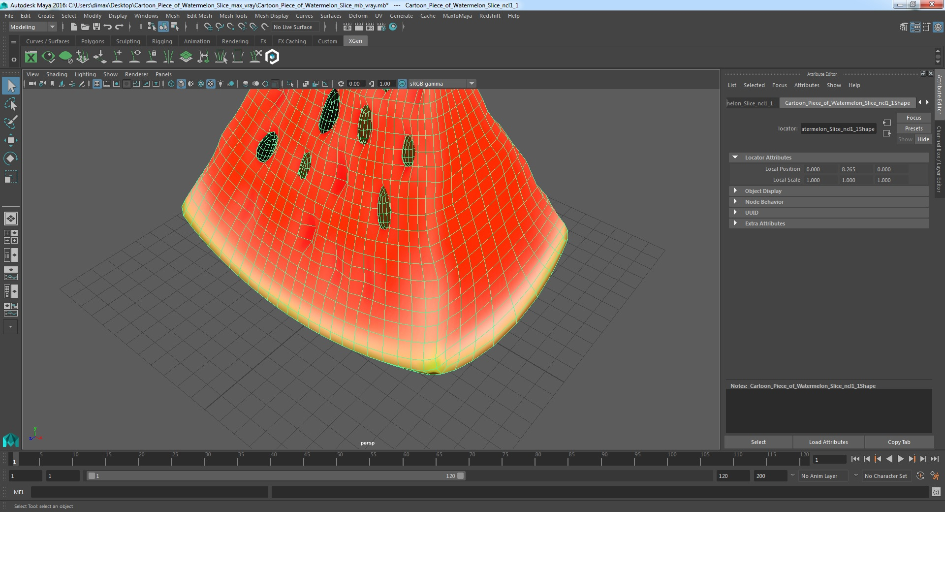 3D cartoon piece watermelon slice model - TurboSquid 1583948