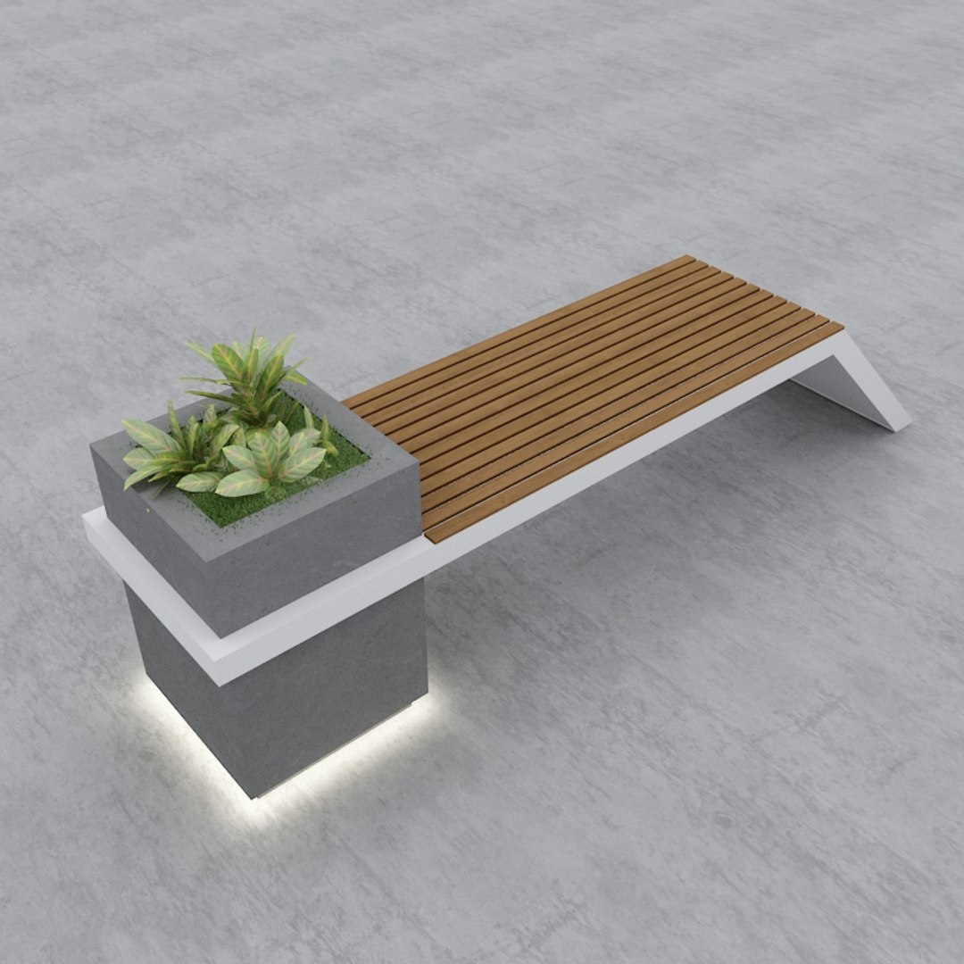 3D Model Street Bench Modern Seat - TurboSquid 1456942