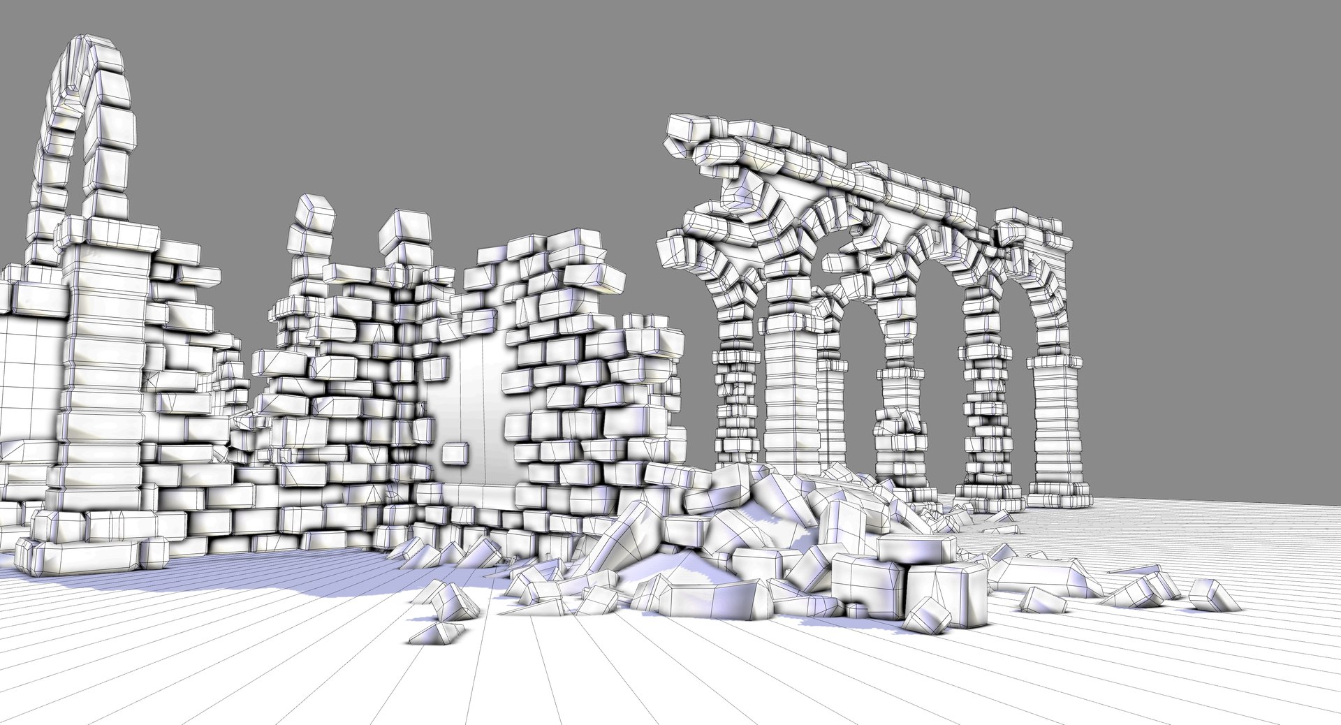 3d Ancient Wall Ruins Model