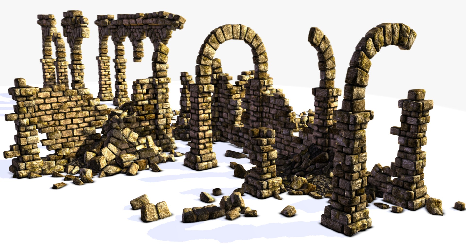 3d Ancient Wall Ruins Model