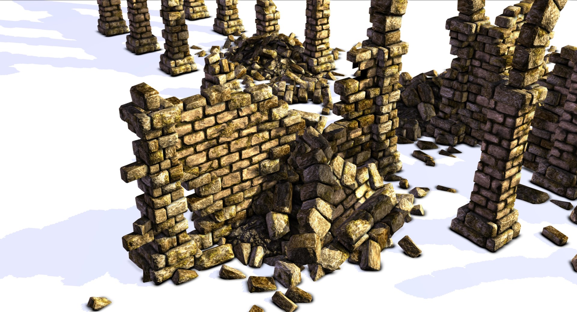 3d Ancient Wall Ruins Model