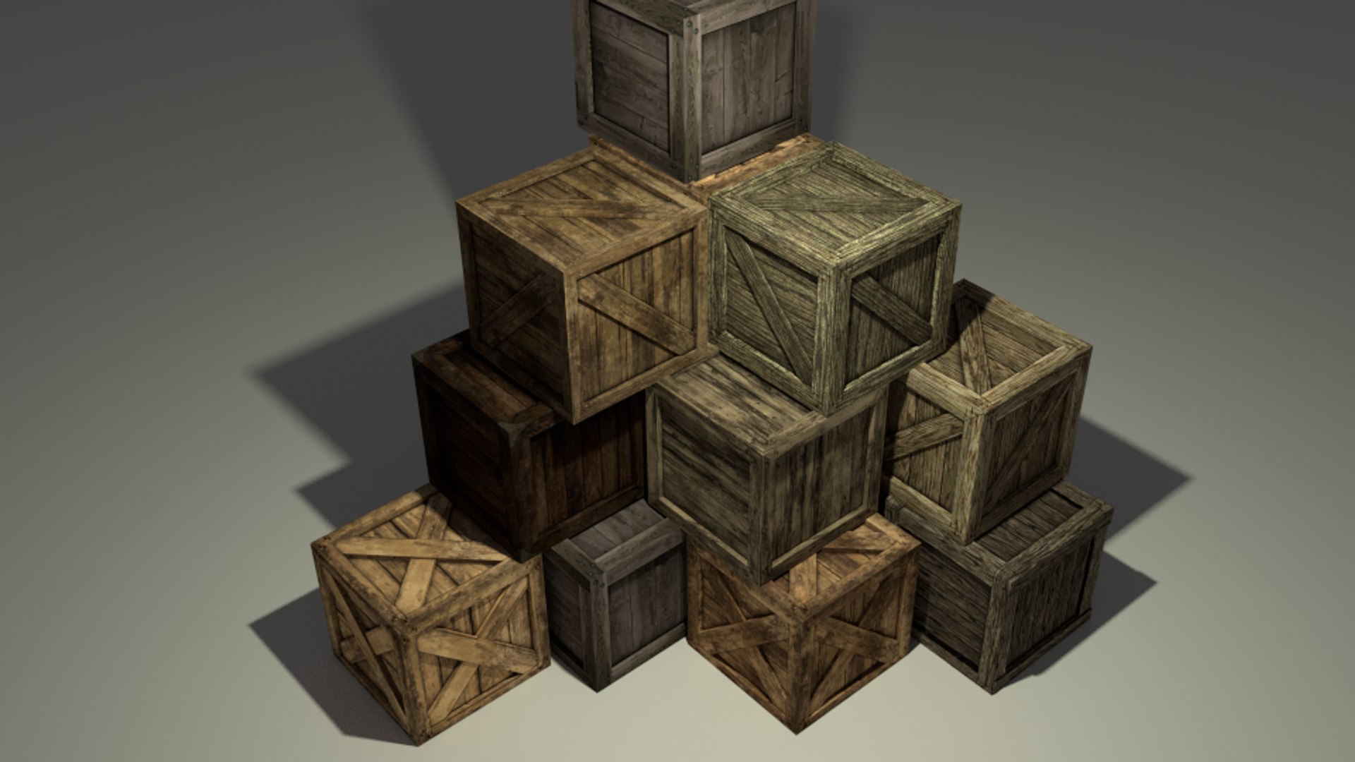 Free 3ds Model Wooden Boxes Pack