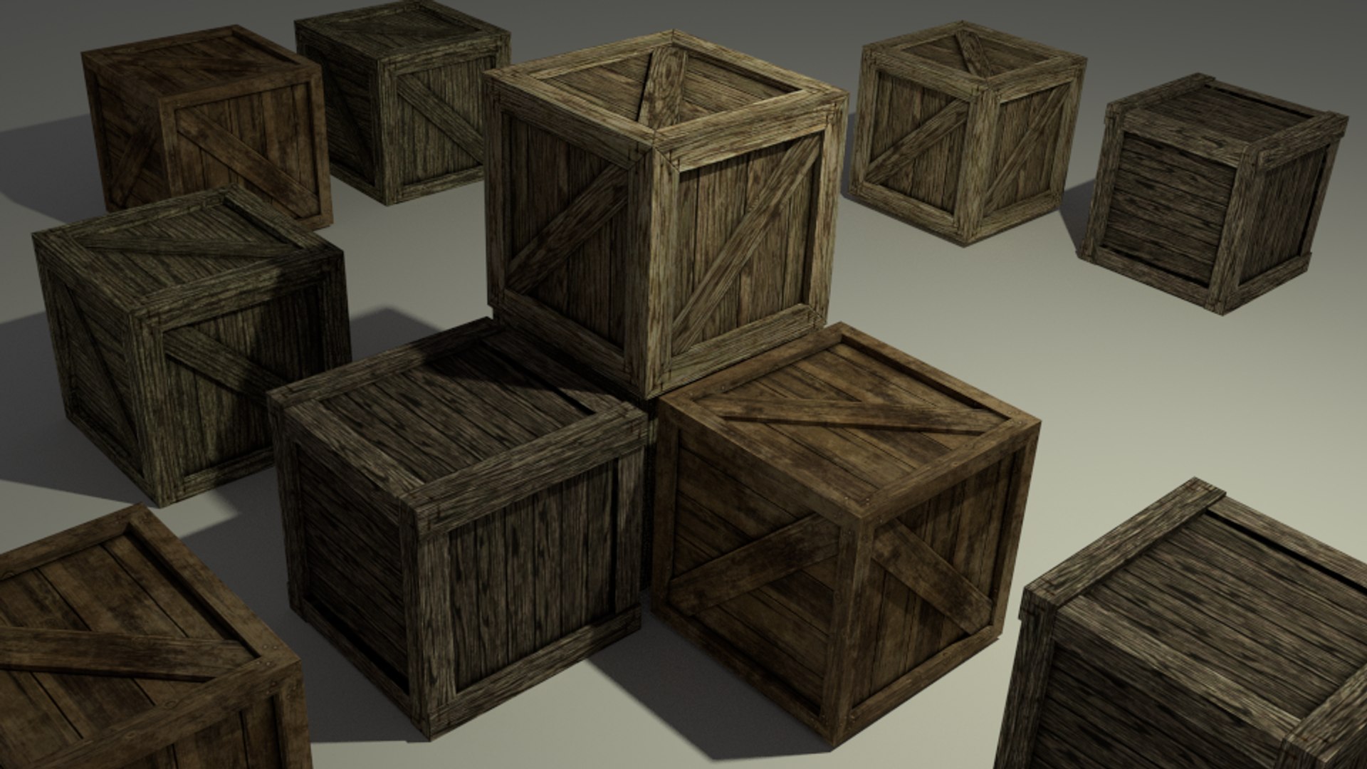 Free 3ds Model Wooden Boxes Pack