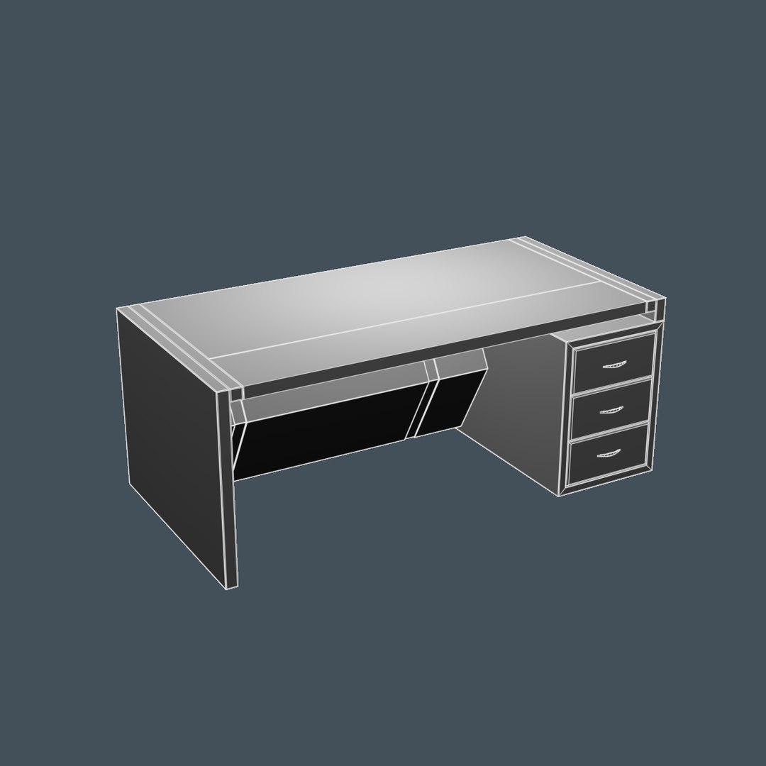 Manager Wooden Desk Model - TurboSquid 1435584